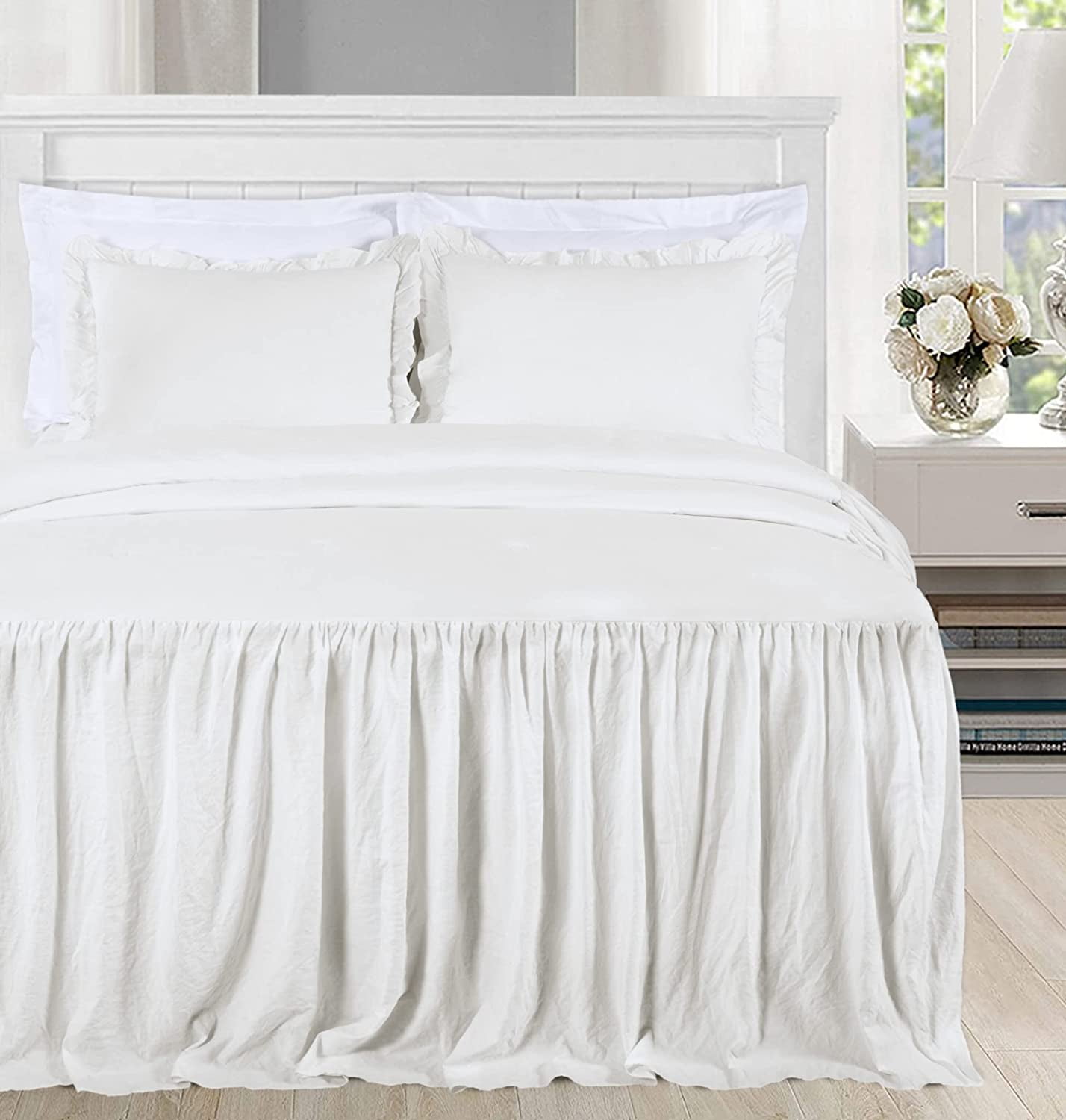 Chezmoi Collection Sinclair 3-Piece Ruffle Skirt Bedspread Set, Full ...