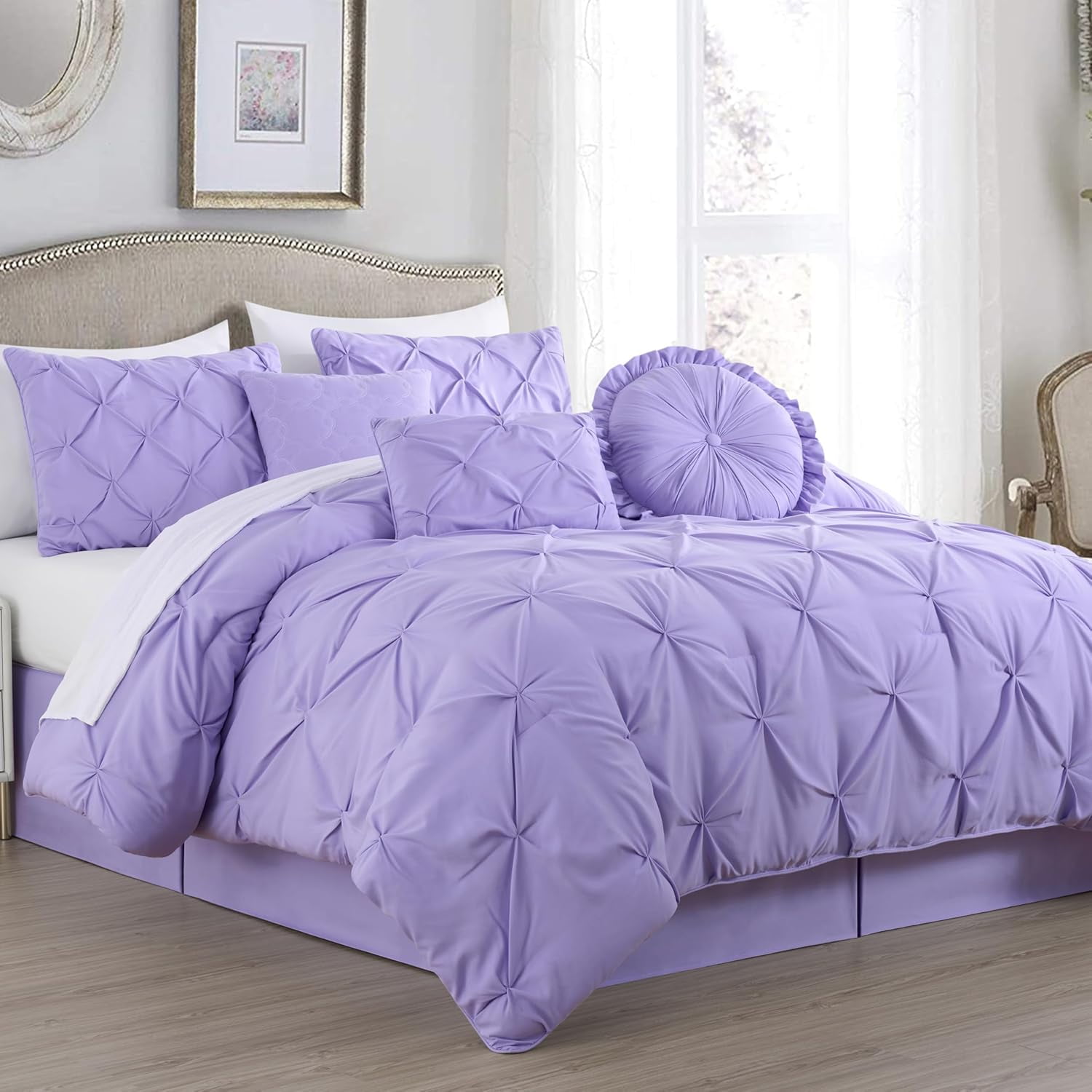 Chezmoi Collection Sydney 7-Piece Pinch Pleat Comforter Set ...