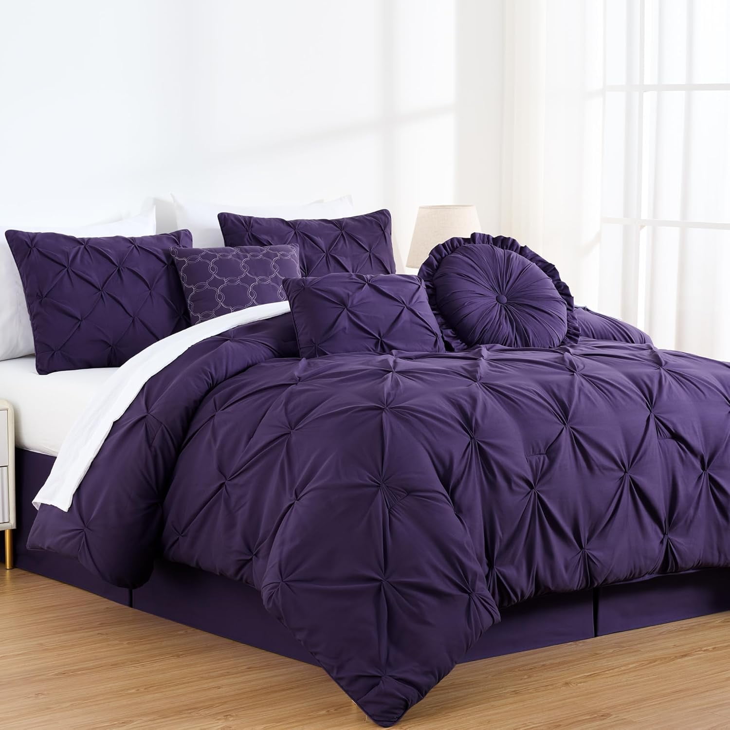 Chezmoi Collection Sydney 7-Piece Pinch Pleat Comforter Set ...