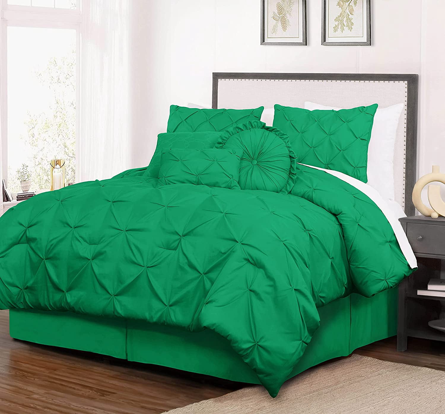 Chezmoi Collection Sydney 7-Piece Pintuck Comforter Set, Microfiber ...