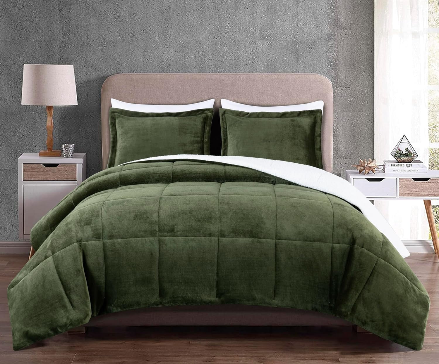 Chezmoi Collection Ultra-Soft Micromink Sherpa King Size Comforter Set ...