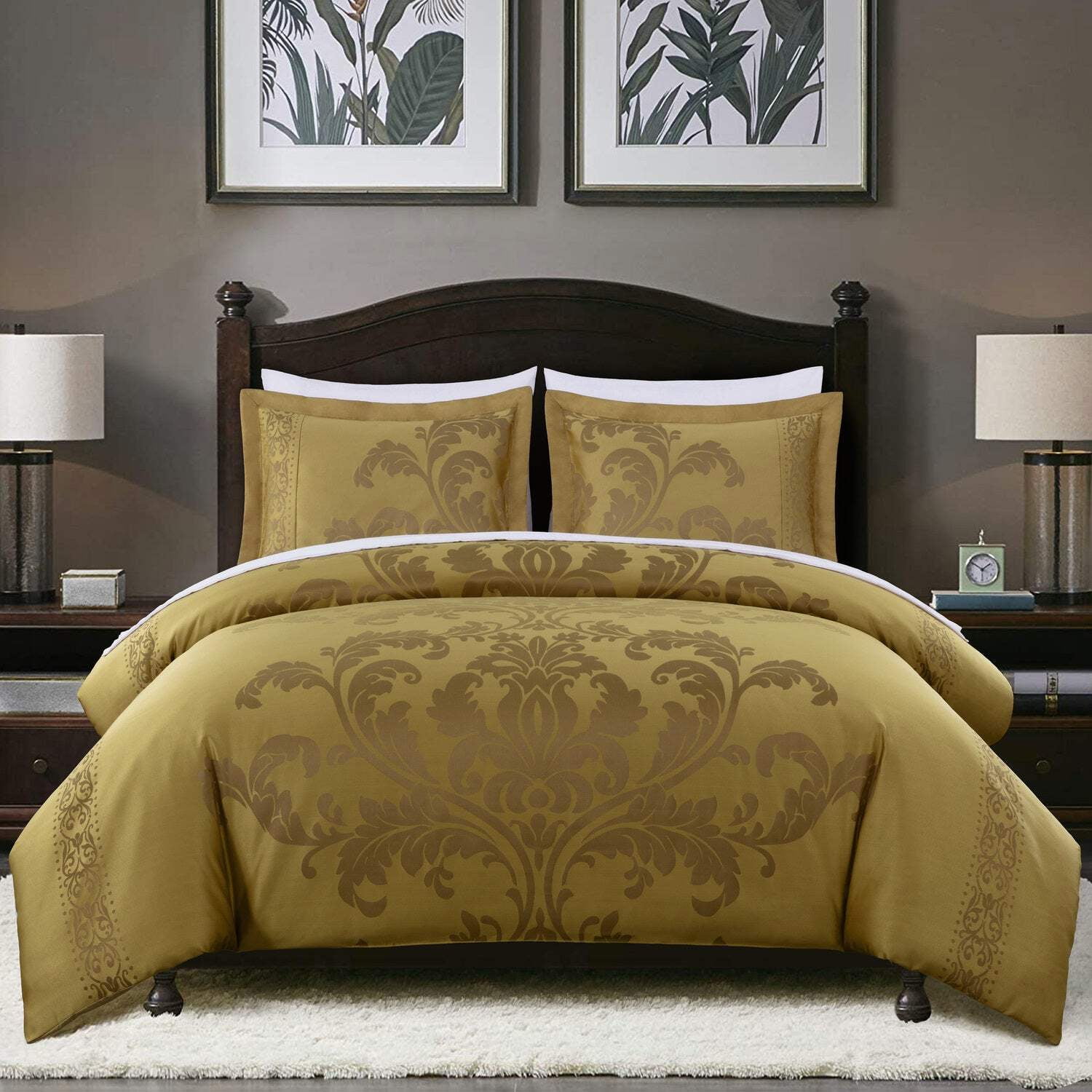 Chezmoi Collection Valor 7-Piece Bed in a Bag Queen, Gold Luxury ...
