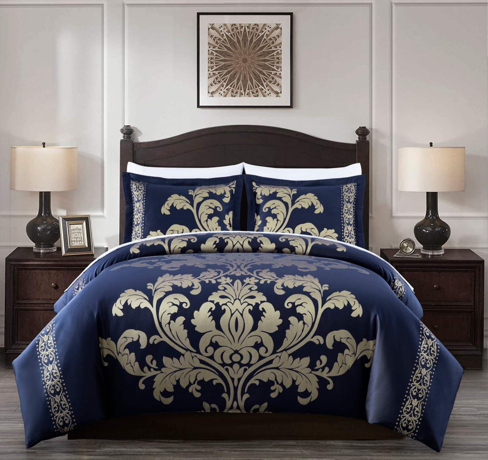 Navy Blue And Gold Comforter Set