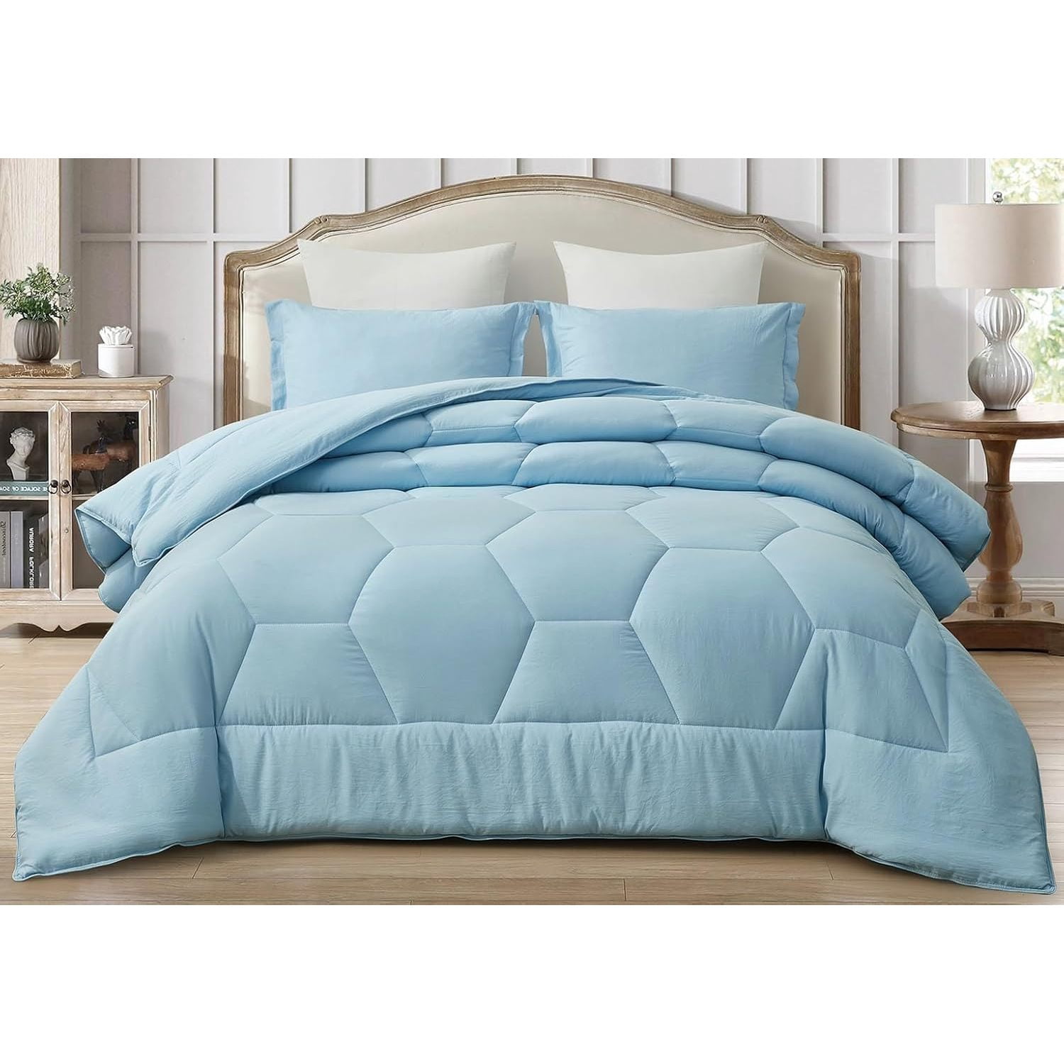 Chezmoi Collection Vero Chambray Blue Comforter Set Full Size 3-Piece ...