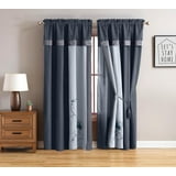 Chezmoi Collection Vienna 4-Piece Blue/Gray Floral Embroidered Window ...