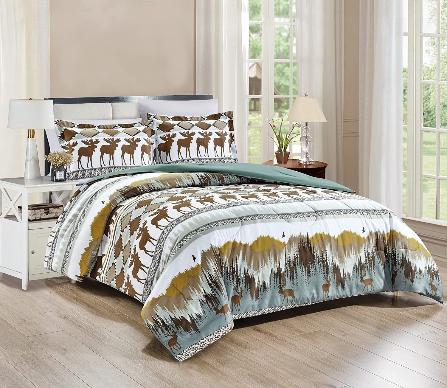 Chezmoi Collection Rustic Wilderness Forest Wildlife Moose Bear Queen ...