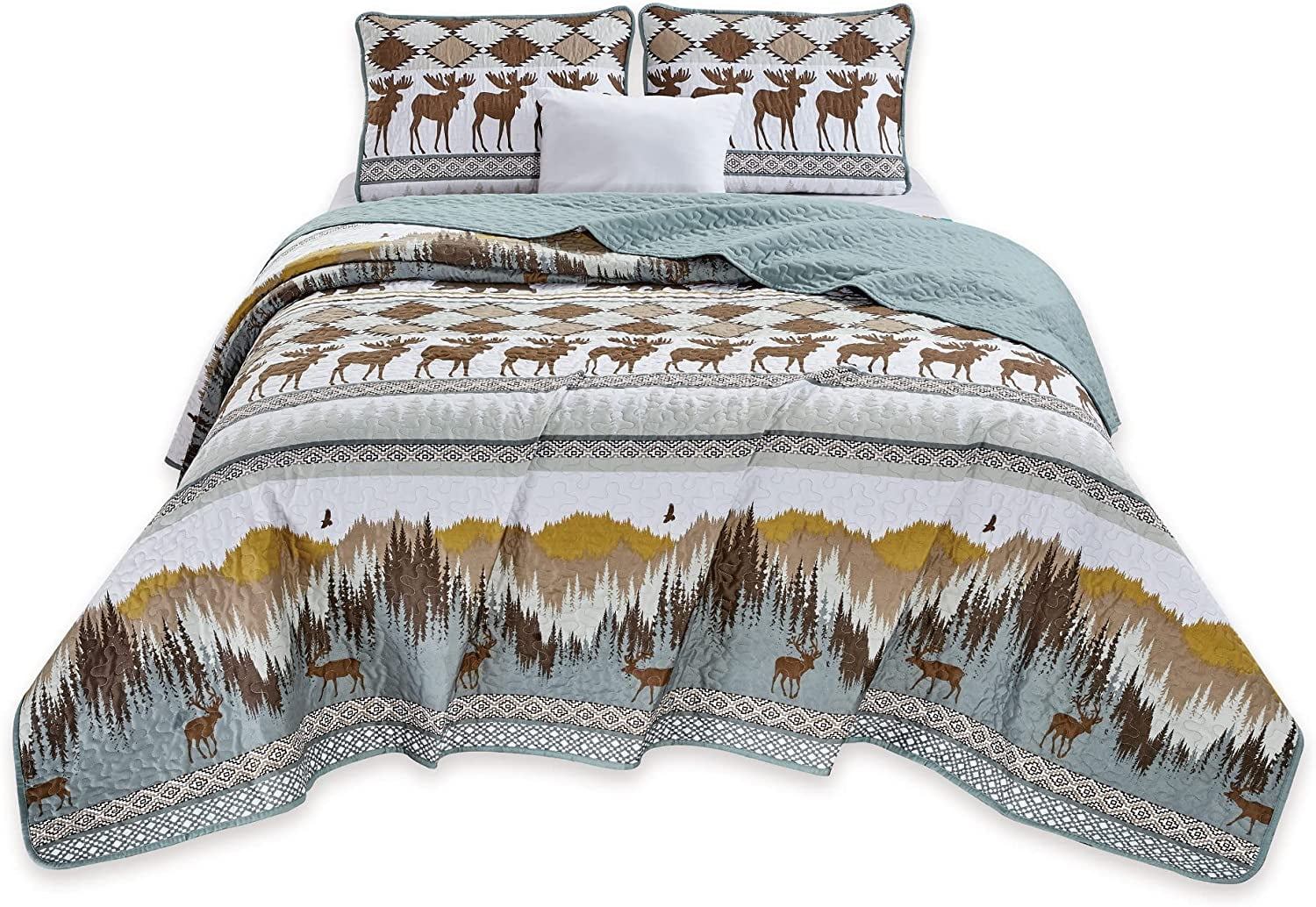 Chezmoi Collection Wilderness Wildlife Moose Bear Microfiber Quilt ...