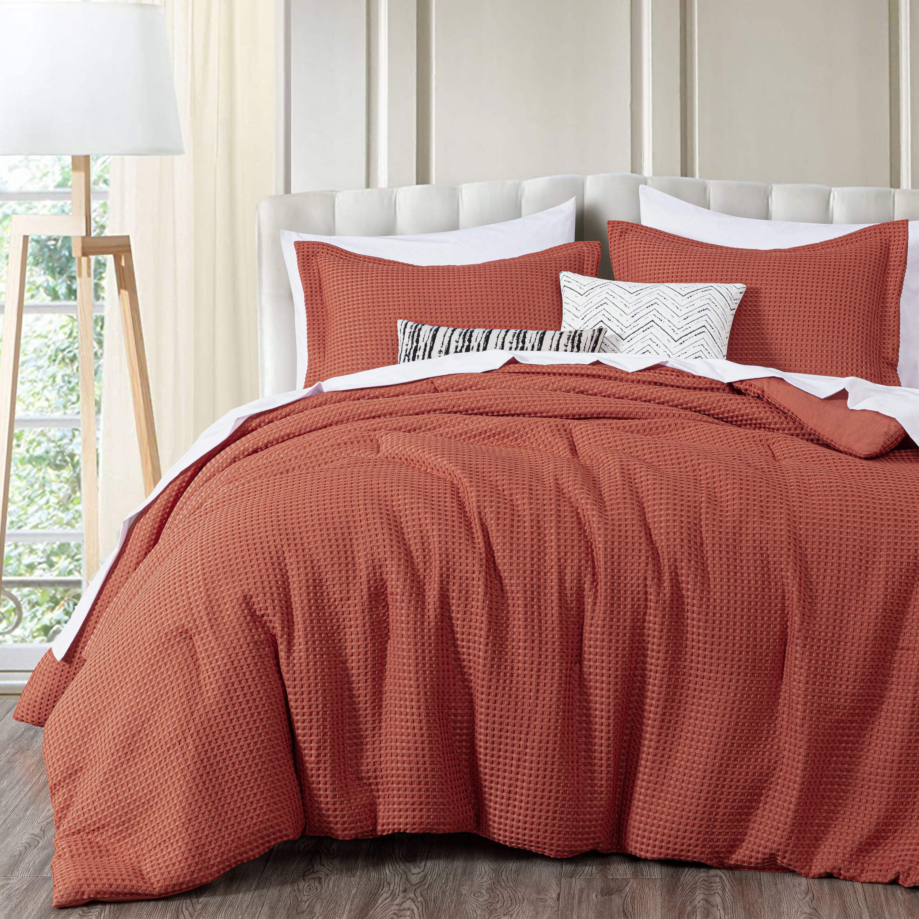 Chezmoi Collection Wilmer Waffle Weave Comforter Set, Soft and Cozy ...