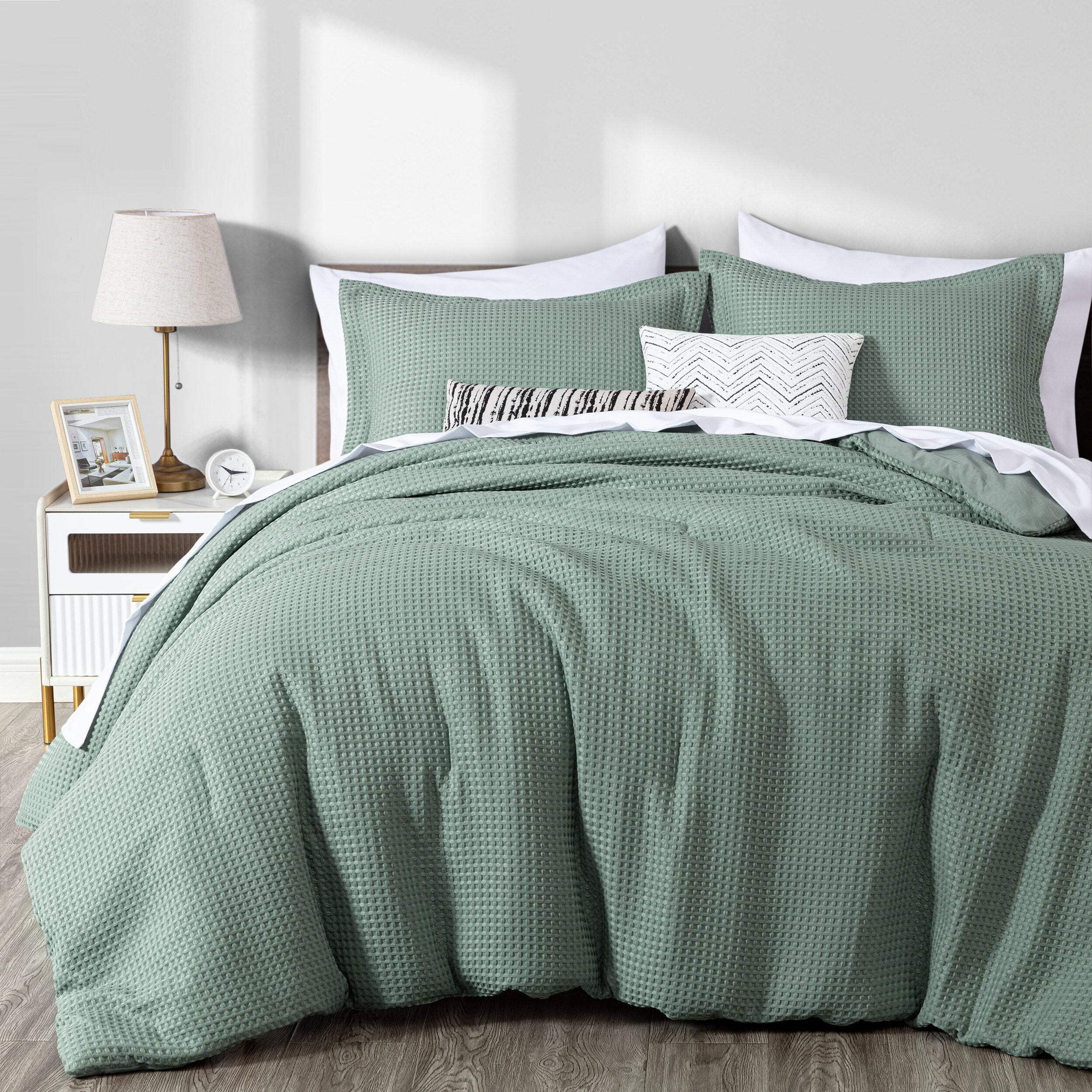 Chezmoi Collection Wilmer Waffle Weave Comforter Set, Soft and Cozy ...