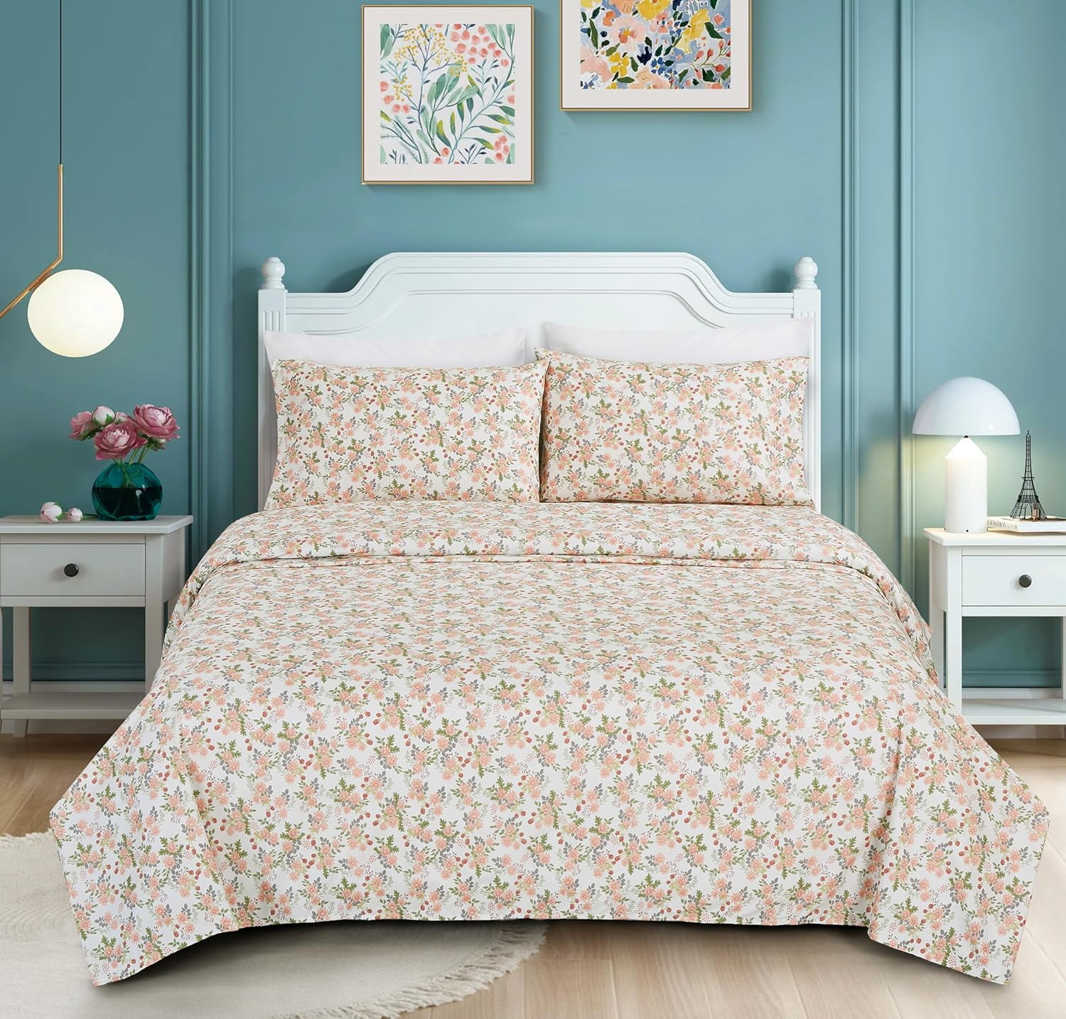 Chezmoi Collection Winika 3-Piece Floral Bed Sheet Set, Multicolor Pink ...