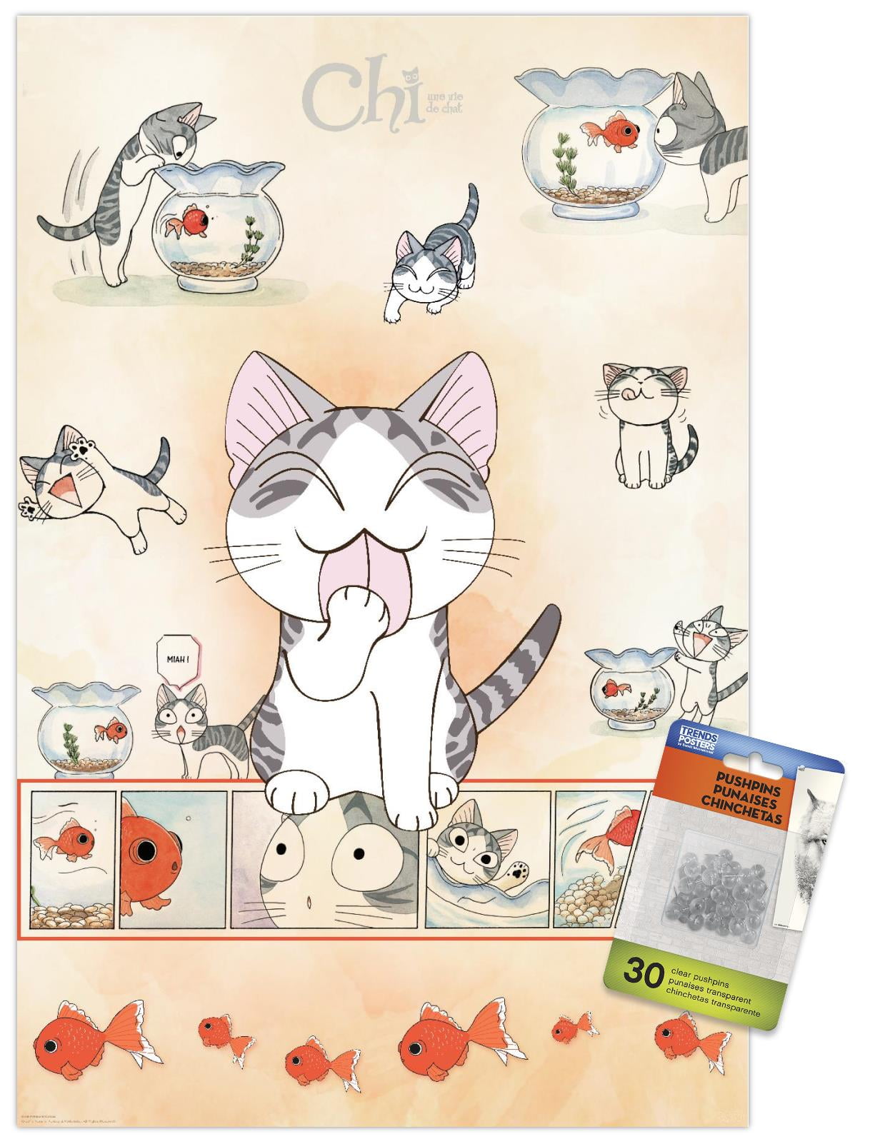 Chi Cat Wall Poster with Pushpins, 14.725" x 22.375" - Walmart.com