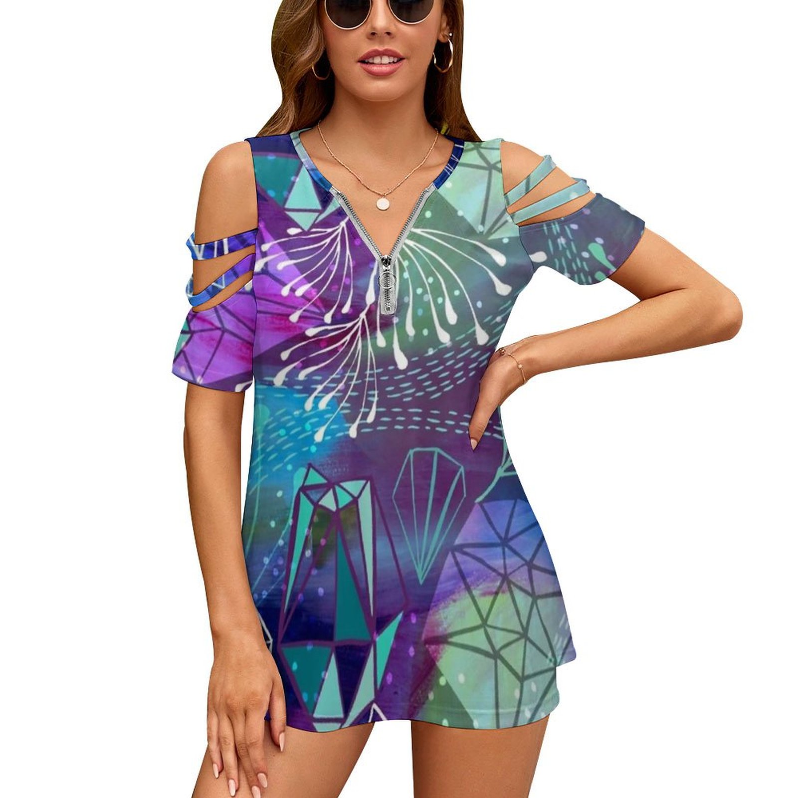 Chi Energy Universe Abstract New Age Yoga Purple Violet Blue Women's T ...