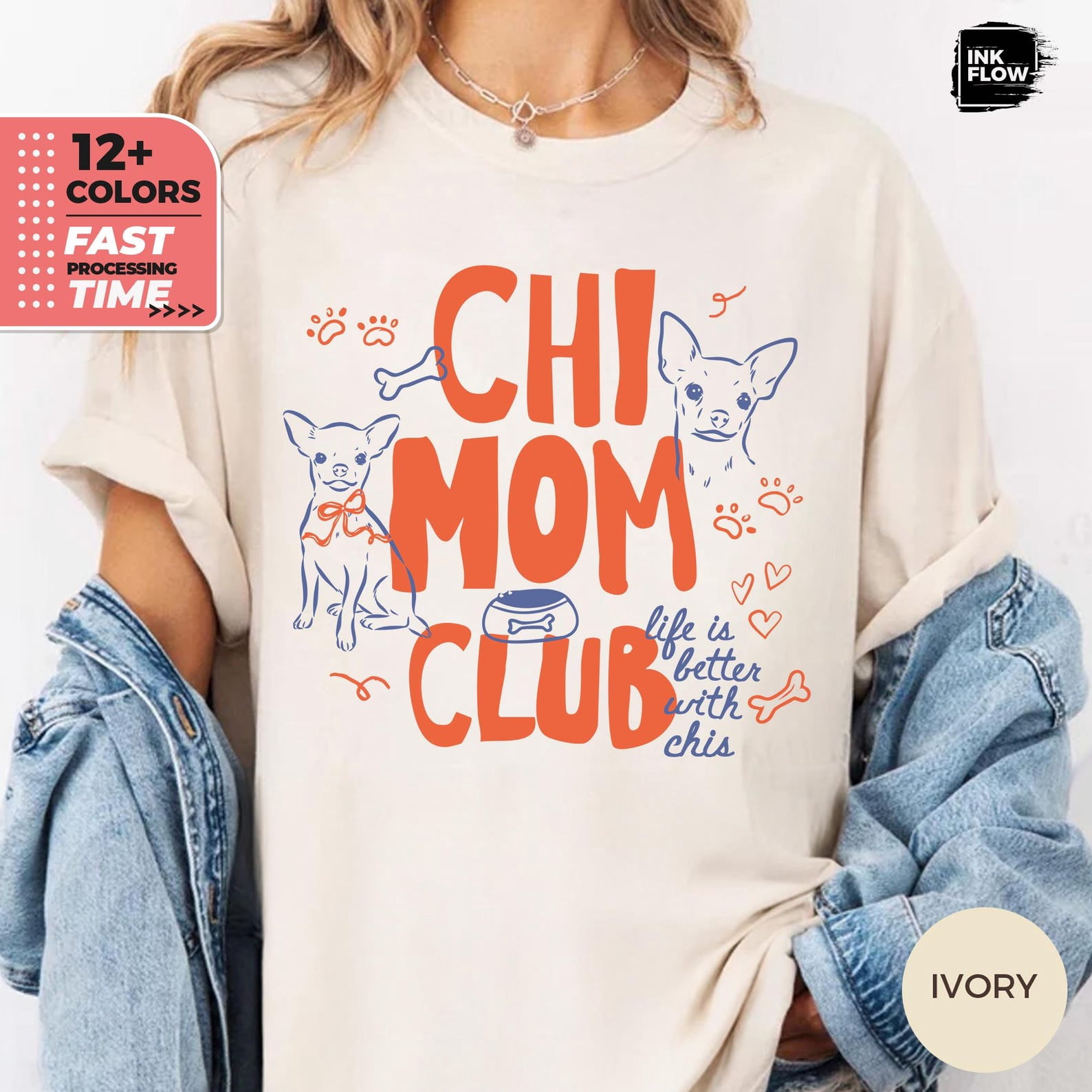 Chi Mom Club T-Shirt – Cute Chihuahua Dog Mom Graphic Tee, Unisex ...