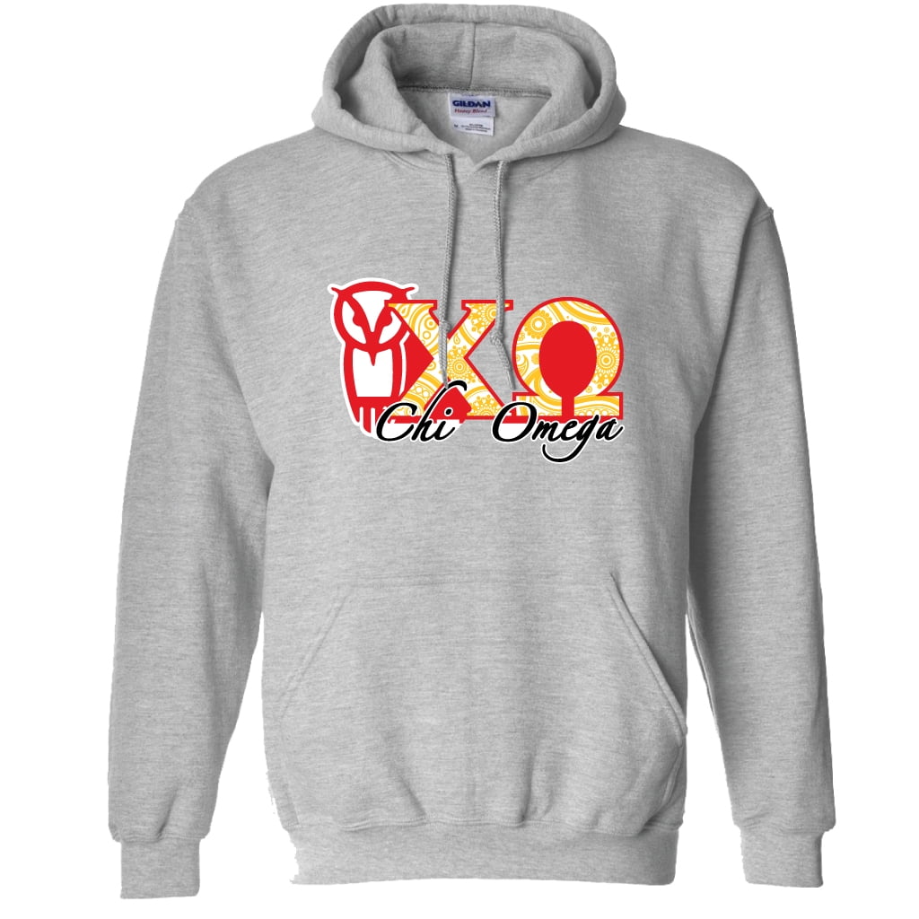 Chi Omega Hooded Sweatshirt Paisley Print Greek Letters Design White ...
