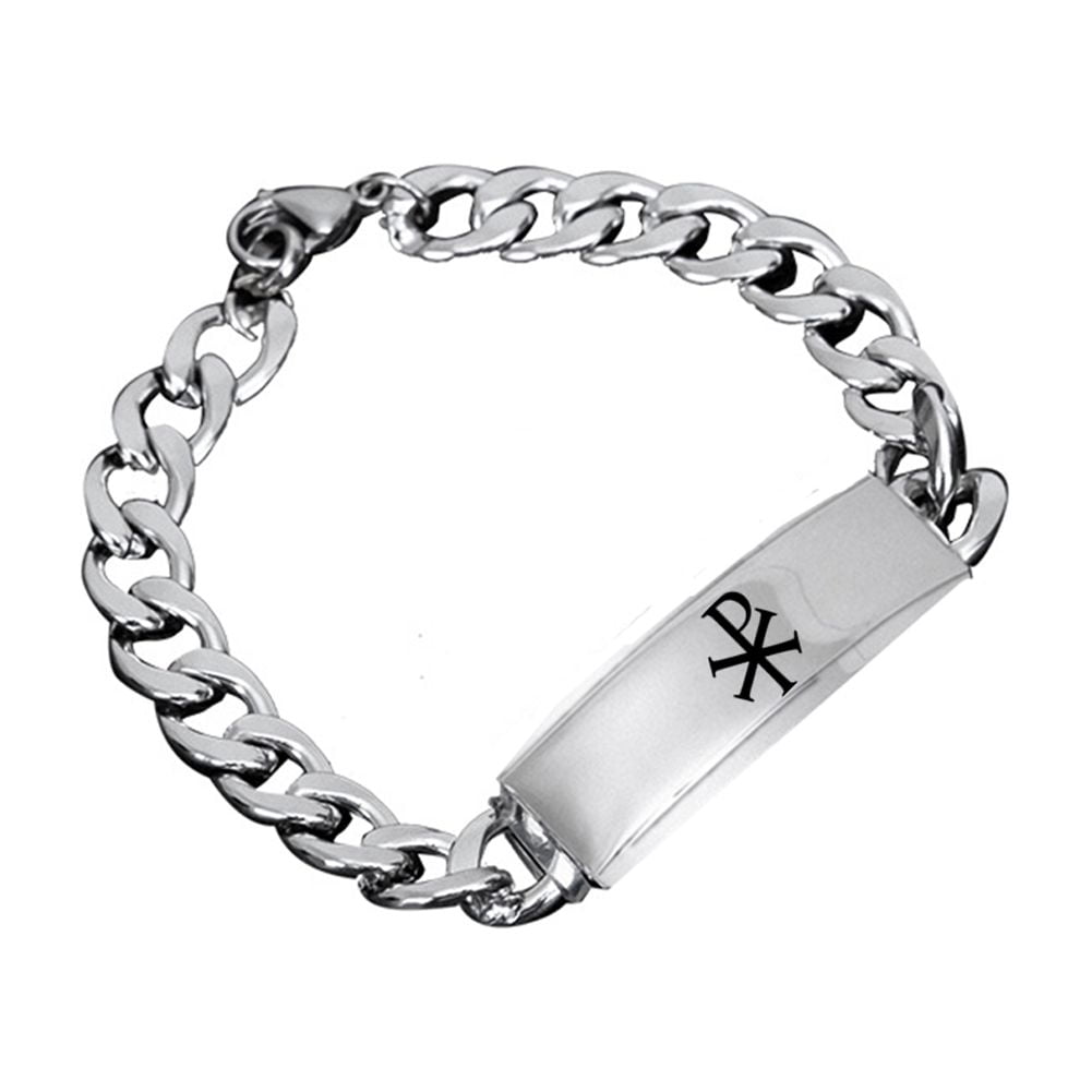 Chi-Rho Christogram Mens Cuban Bracelet Chain Χp Constantine Christian ...