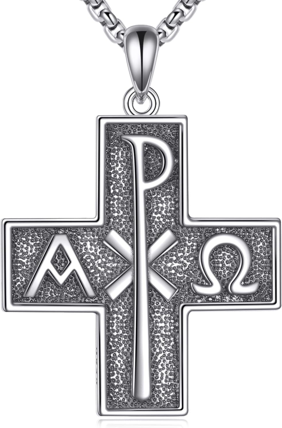 Chi Rho Cross Necklace 925 Sterling Silver Alpha Omega PX XP Symbol ...