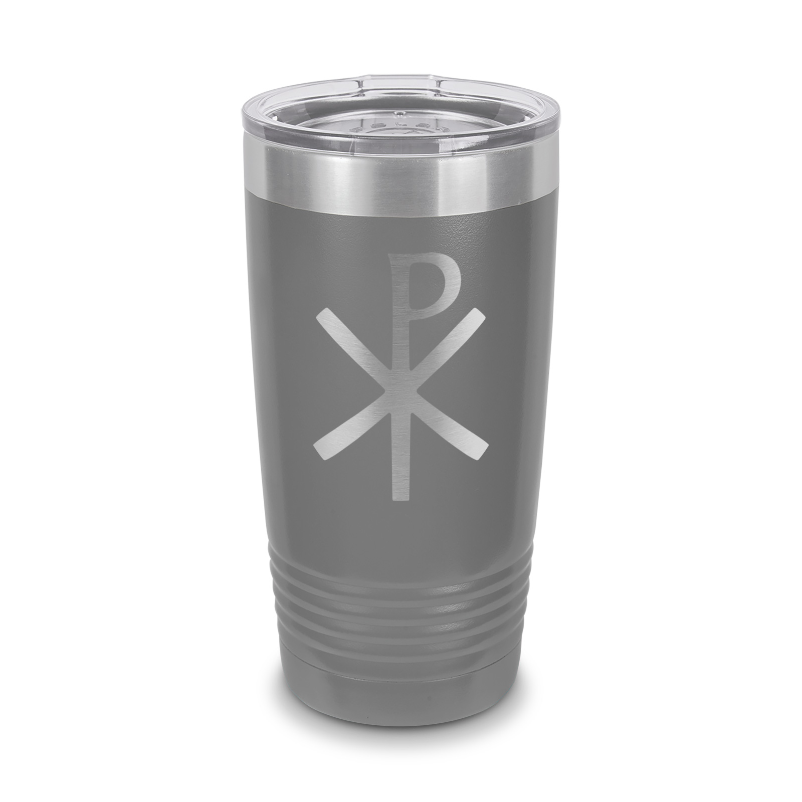 Chi Rho Laberum Symbol Tumbler 20 oz - Laser Engraved w/ Clear Lid ...