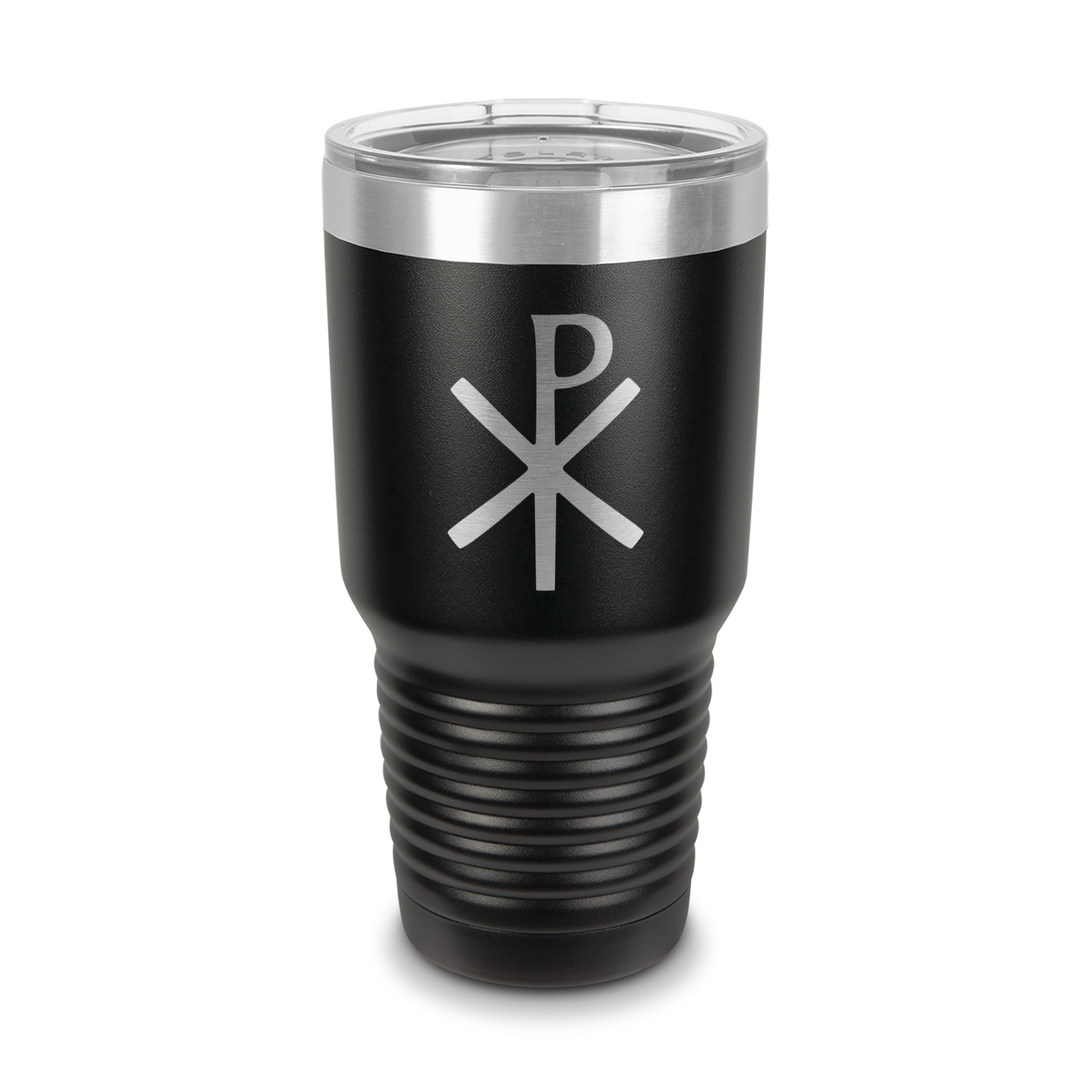 Chi Rho Laberum Symbol Tumbler 30 oz - Laser Engraved w/ Clear Lid ...