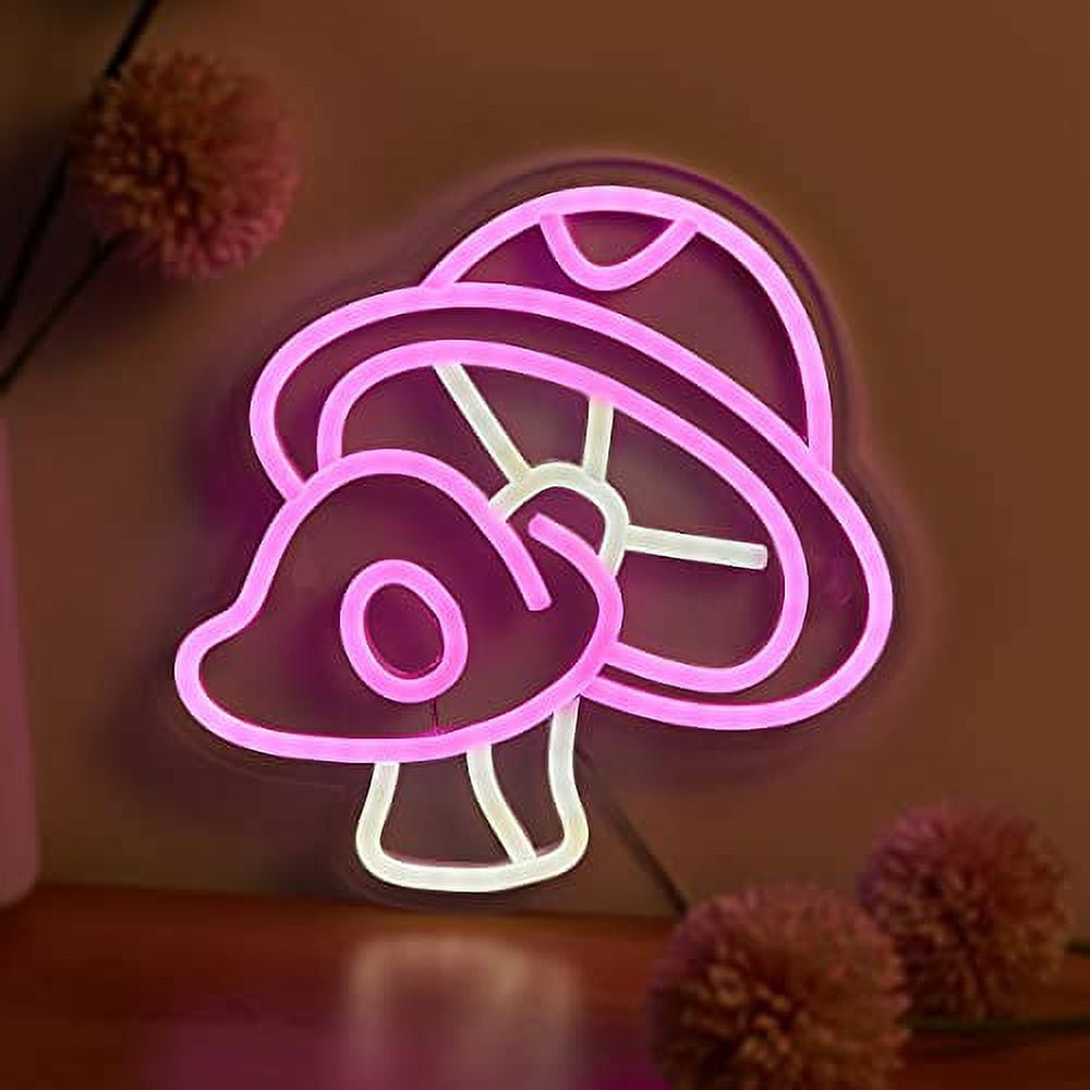 Chi-buy LED Neon Mushroom Cute Neon Sign, USB Powered Neon Signs Night ...