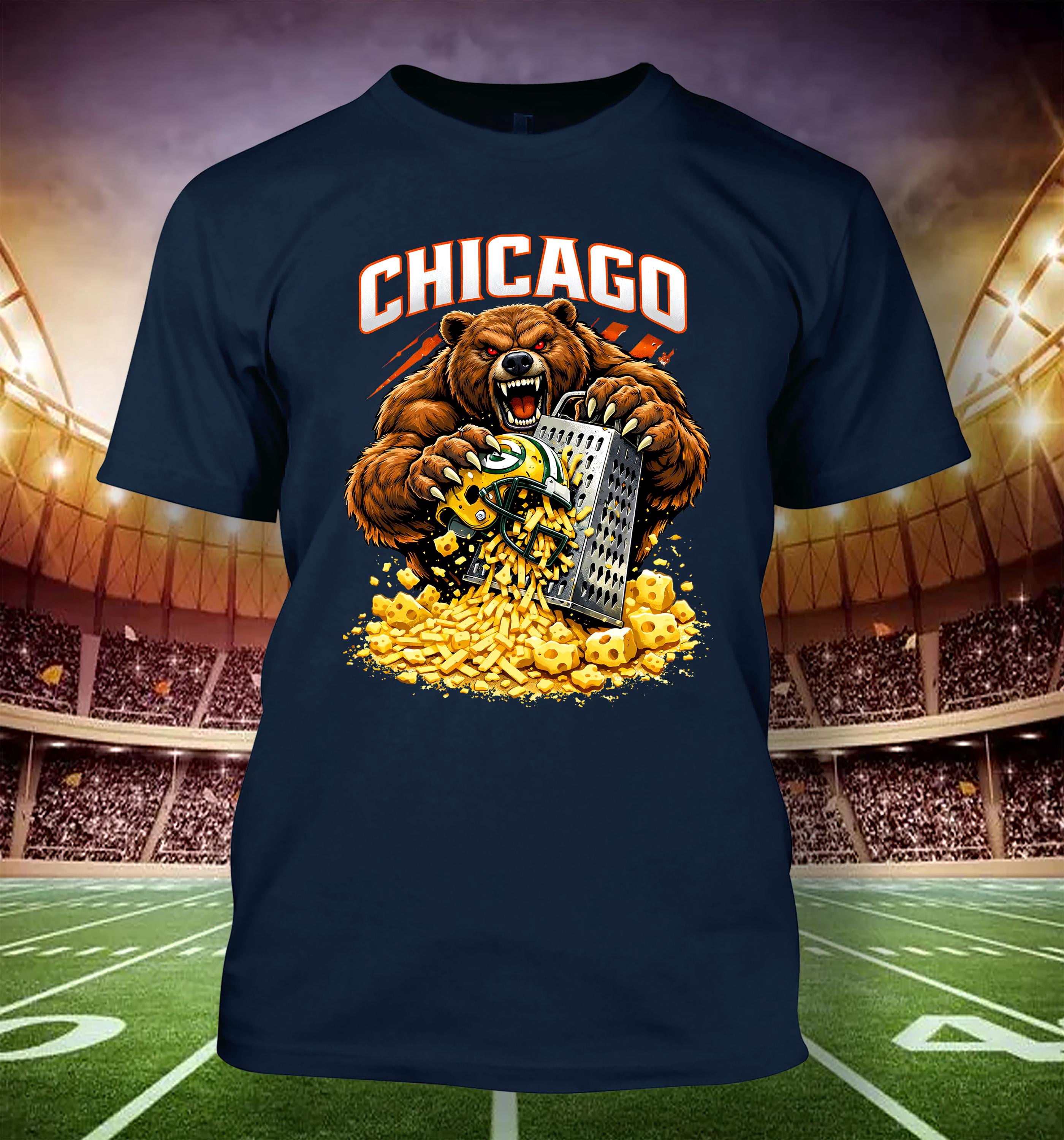 Chi.cago Bears Cheese Grater Shirt | Funny Bears Football Rival Tee ...