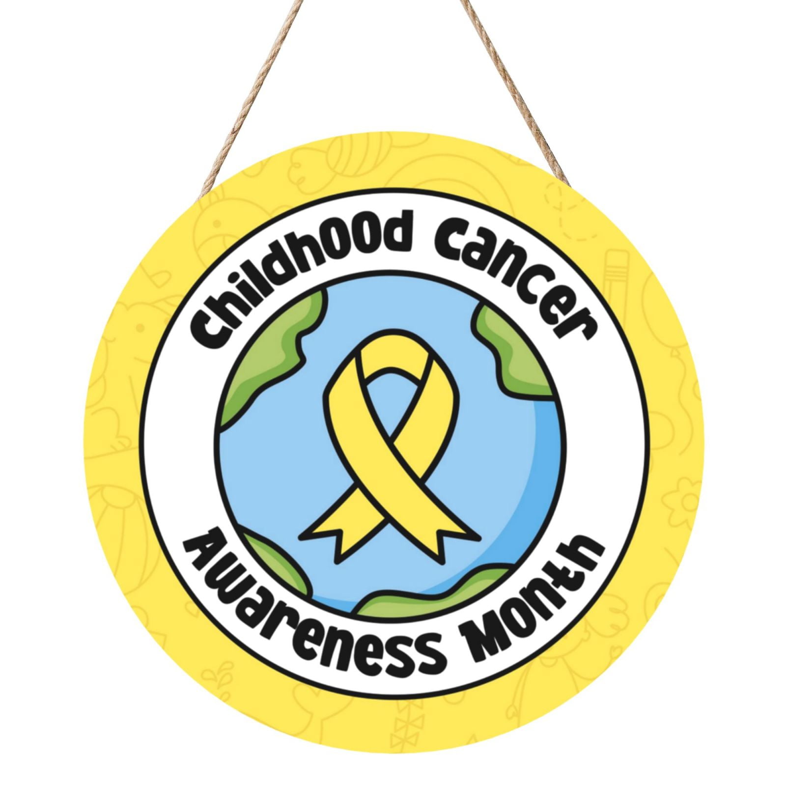 Chi-ldhood Cancer Awareness Month Wooden Hanging Sign Ornament Welcome ...