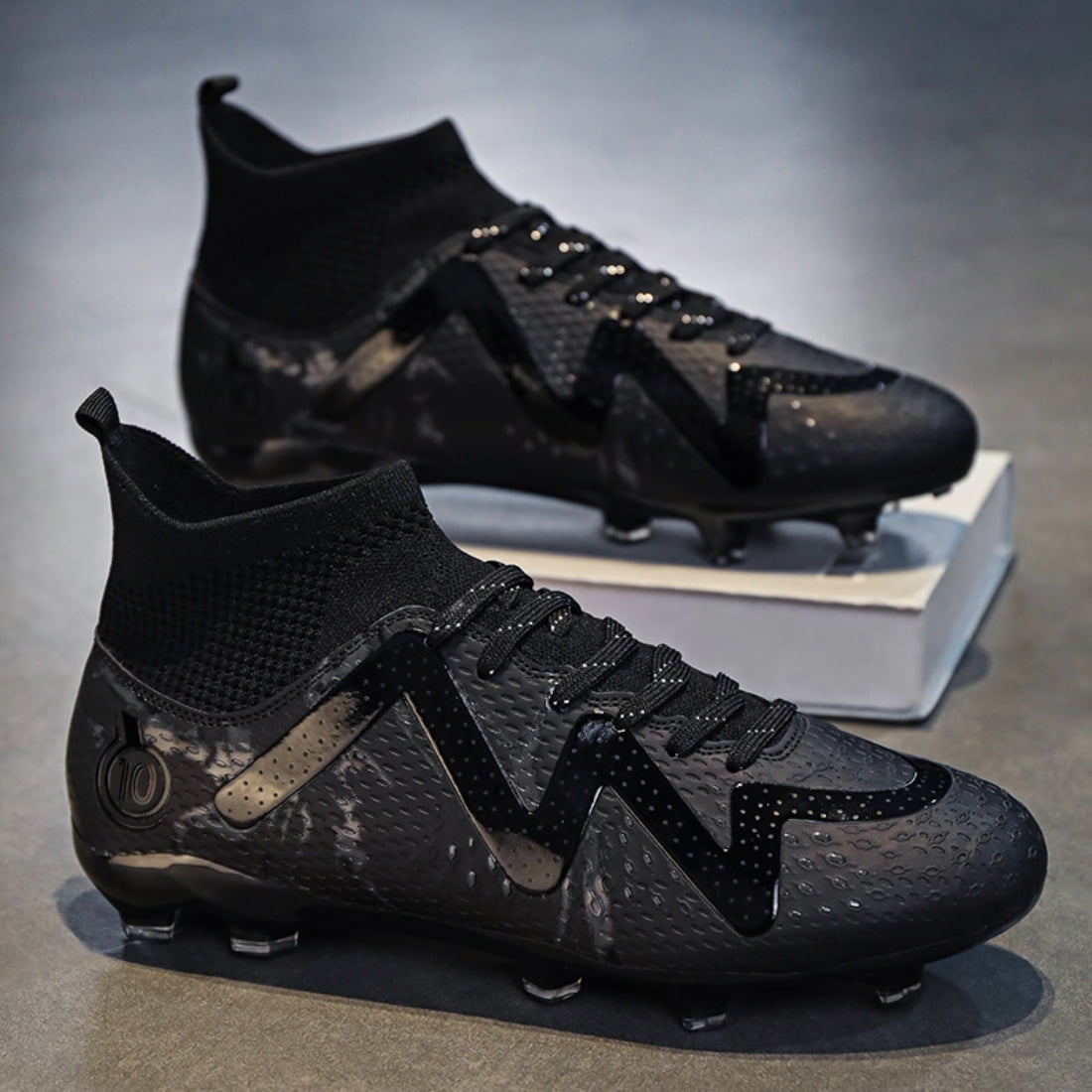 ChiVerve Men's High Top Soccer Shoes AG Long Spikes Adult Football ...