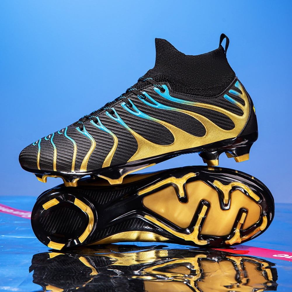 ChiVerve Men's High Tops Soccer Shoes,Lace-Up Athletic Football Cleats ...