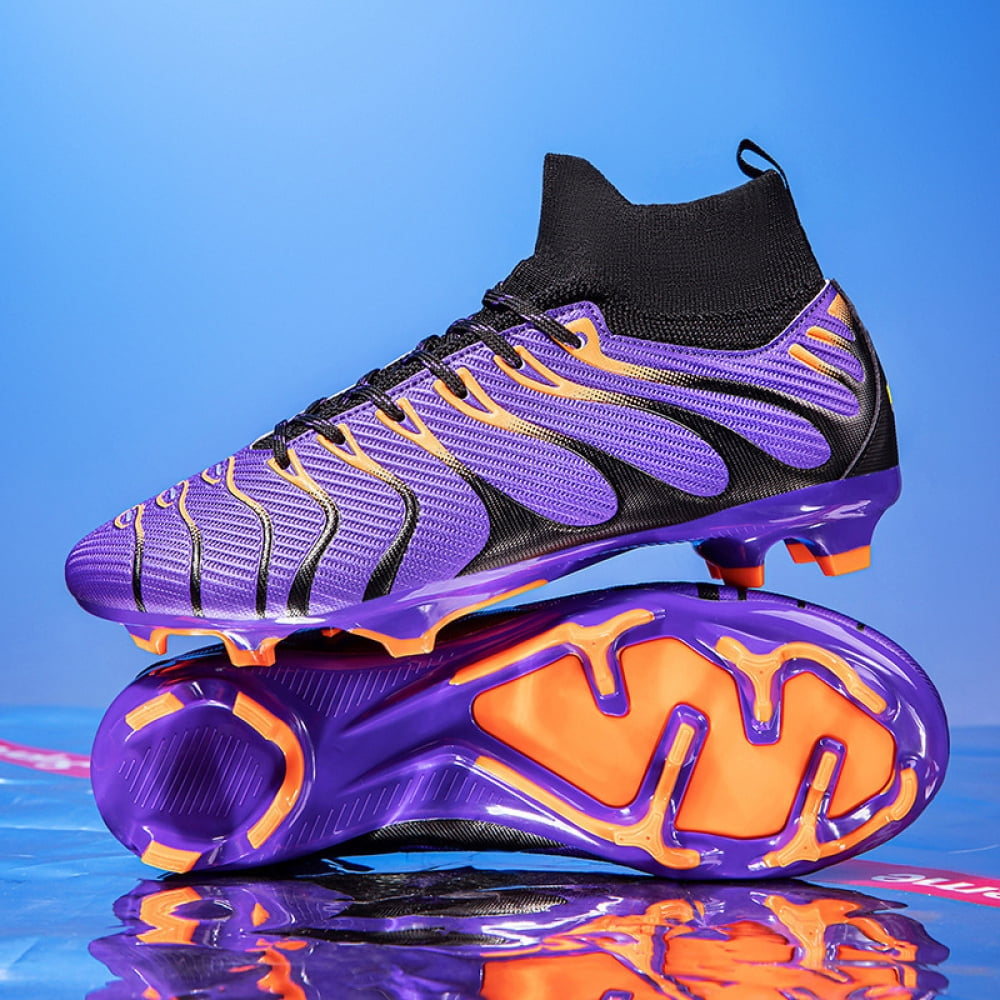 ChiVerve Men's High Tops Soccer Shoes,Lace-Up Athletic Football Cleats ...