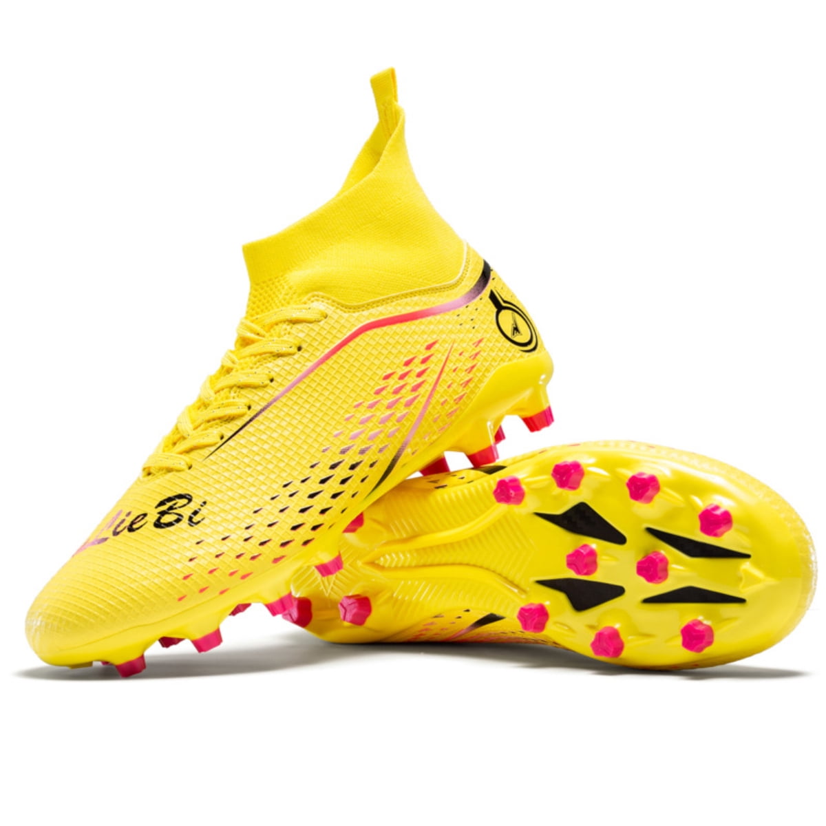 ChiVerve Men's High Tops Soccer Shoes,Lace-Up Athletic Football Cleats ...