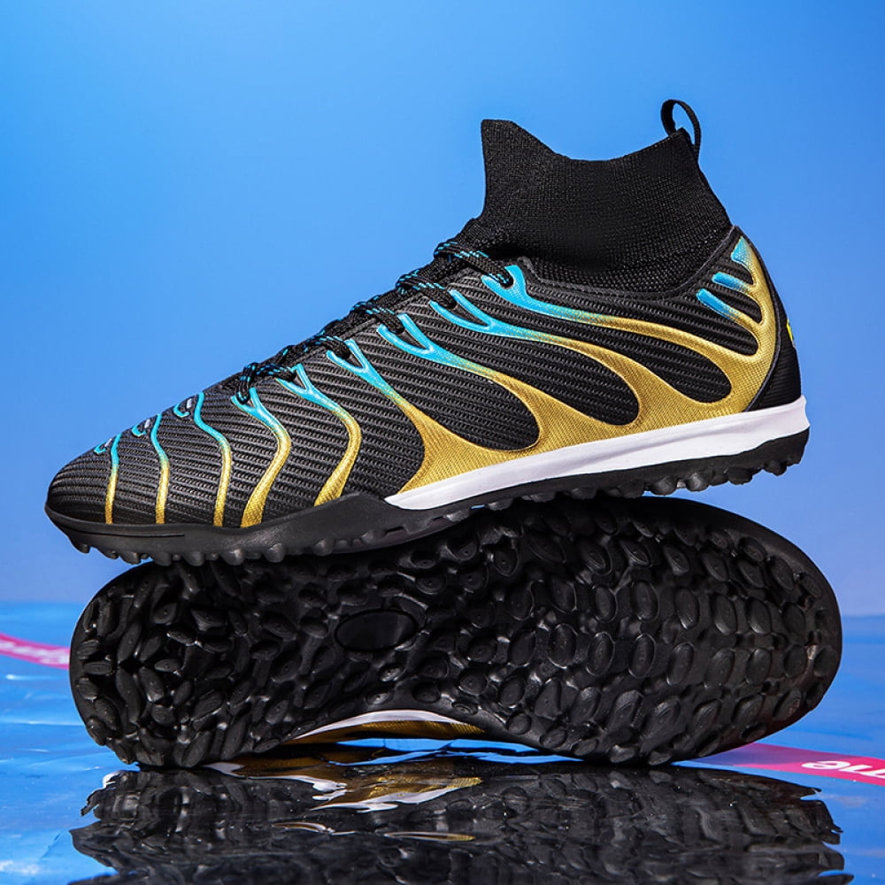 ChiVerve Men's High Tops Soccer Shoes,Lace-Up Athletic Football Cleats ...