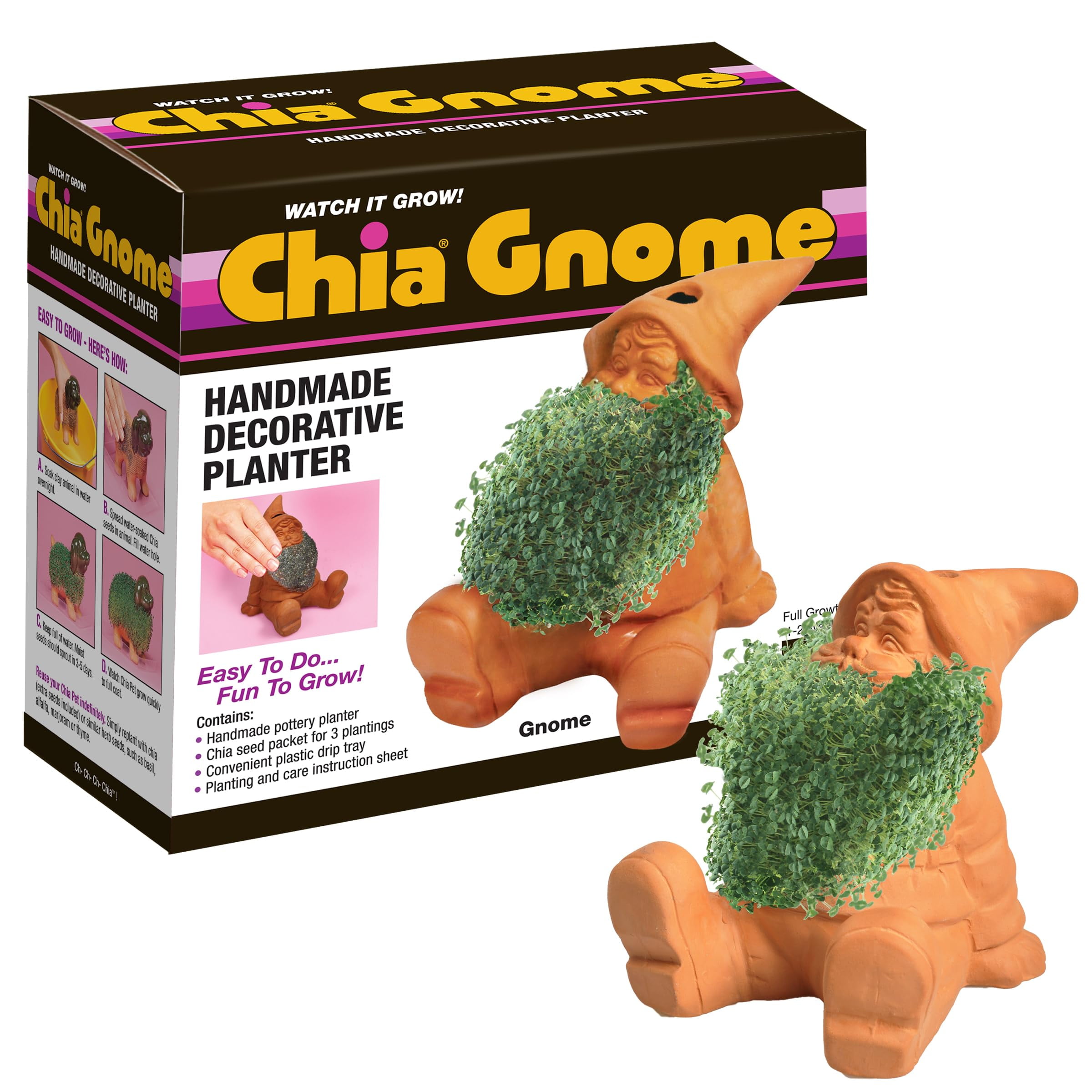 Chia Pet GnomeTRDN with Seed Pack, Decorative Pottery Planter, Easy to ...