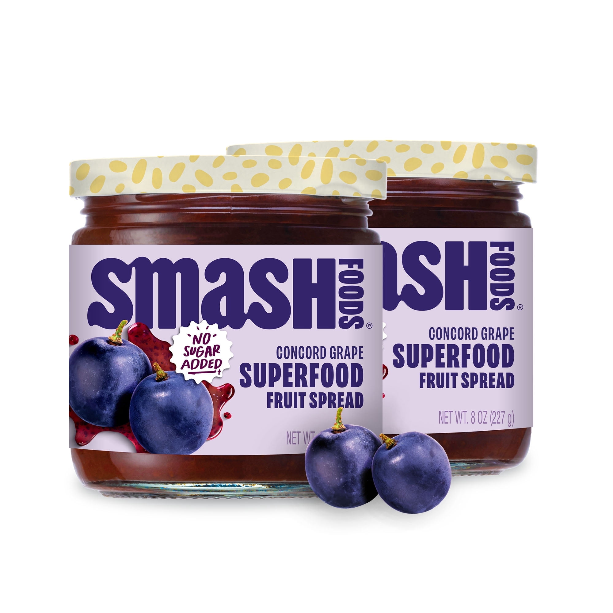 Chia Smash Grape Jam, No Sugar Added, Low-Calorie, Vegan (2 Jars ...