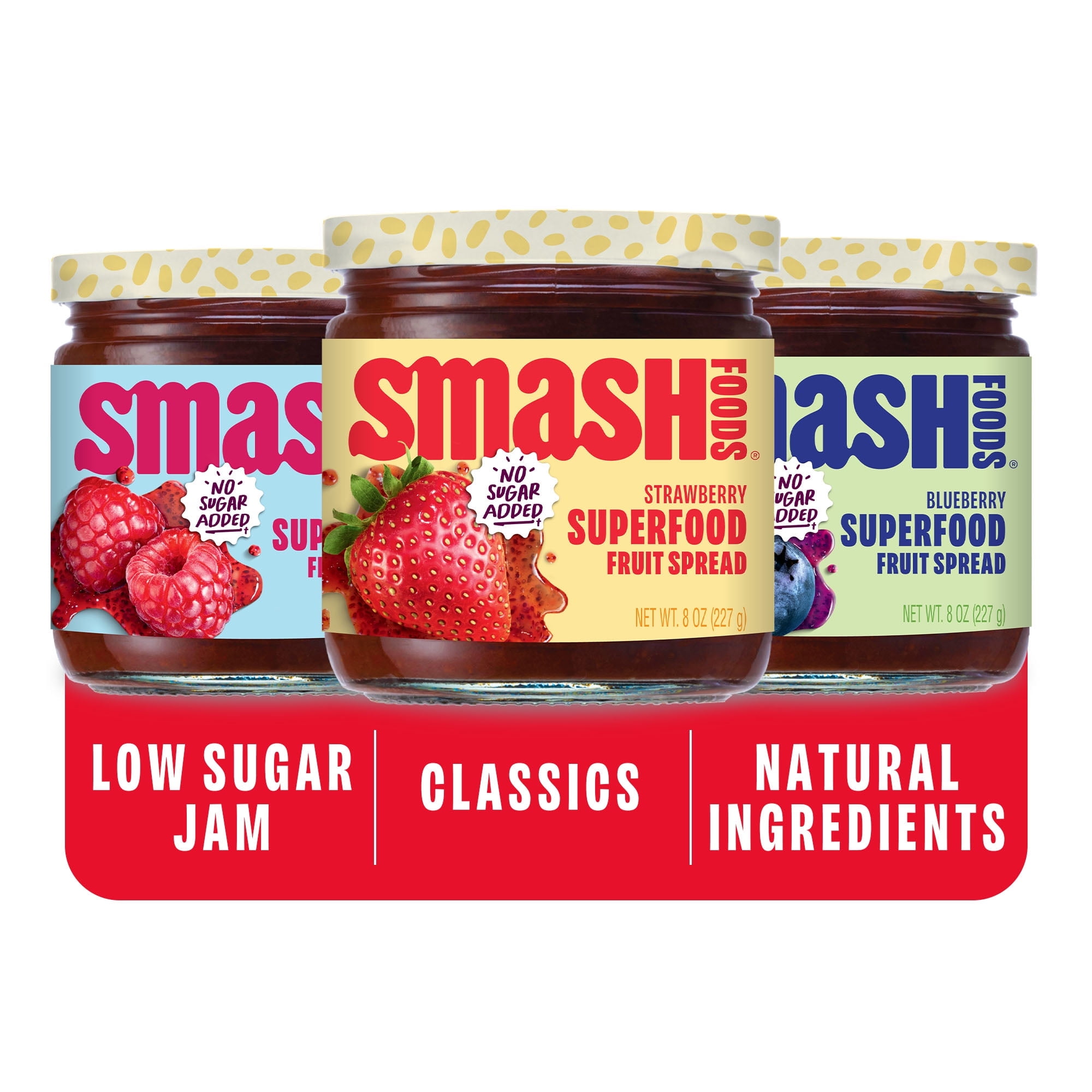 Chia Smash Jam, Classics Variety 3-Pack, No Sugar Added, Low-Calorie ...
