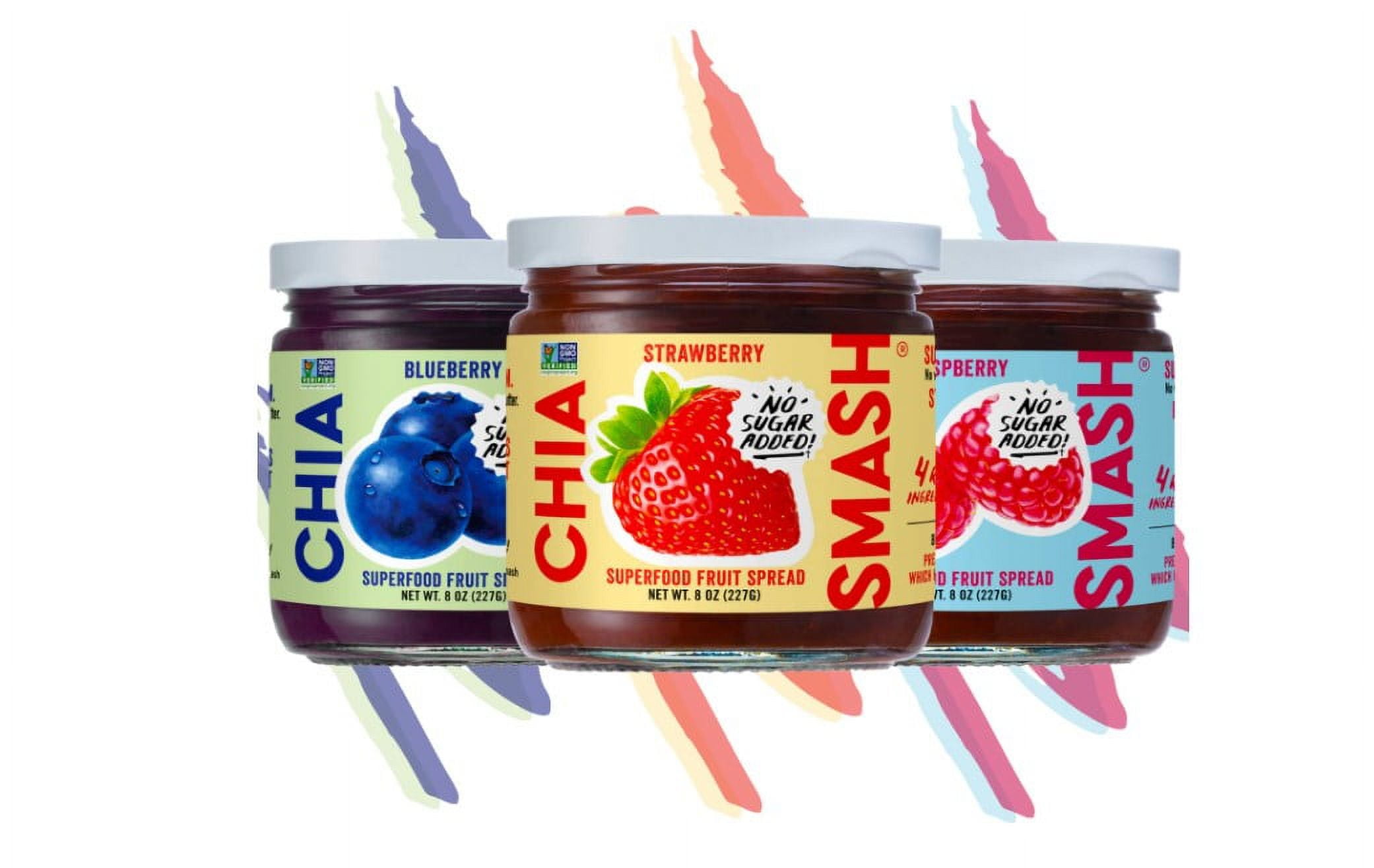 Chia Smash Jam, Variety 3-Pack (Strawberry, Raspberry, Blueberry ...