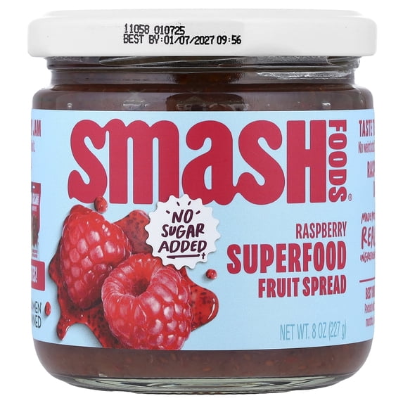 Smash Foods Raspberry Jam Low-Calorie Vegan Spread with Chia Seeds and ...