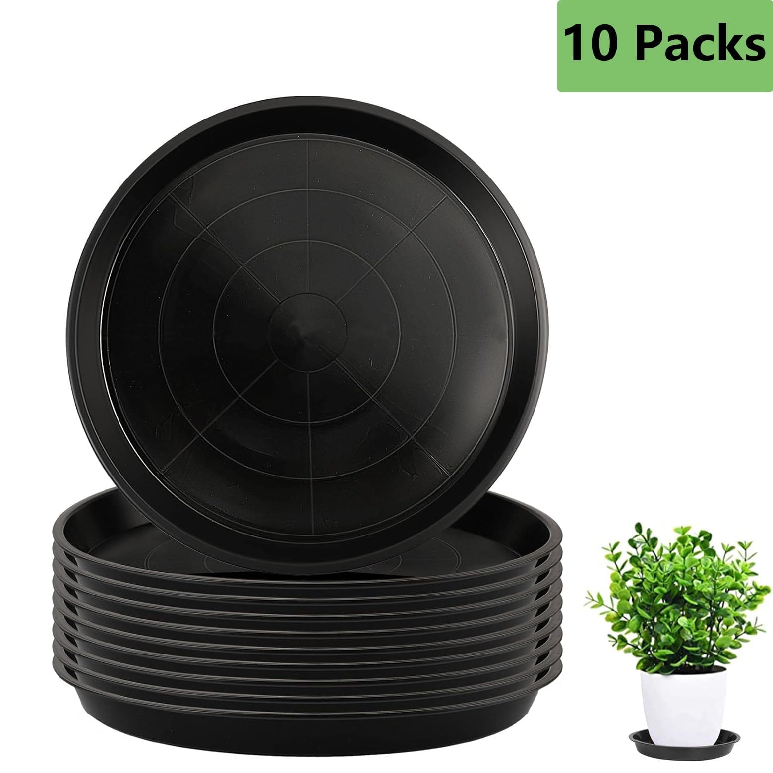 Chiadmi 10 Packs 12 inch Plastic Plant Saucers, Thicker Plastic Plant ...