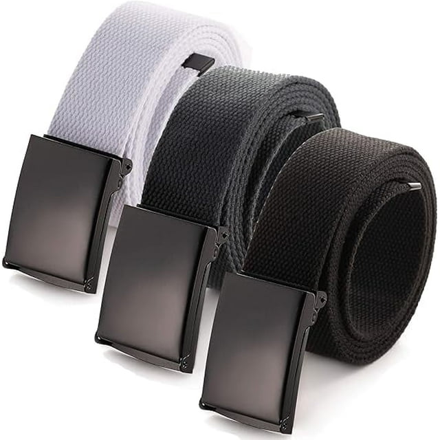 Chiadmi 3 Pack Mens Canvas Web Belts, Cut To Fit Canvas Web Belt Size ...