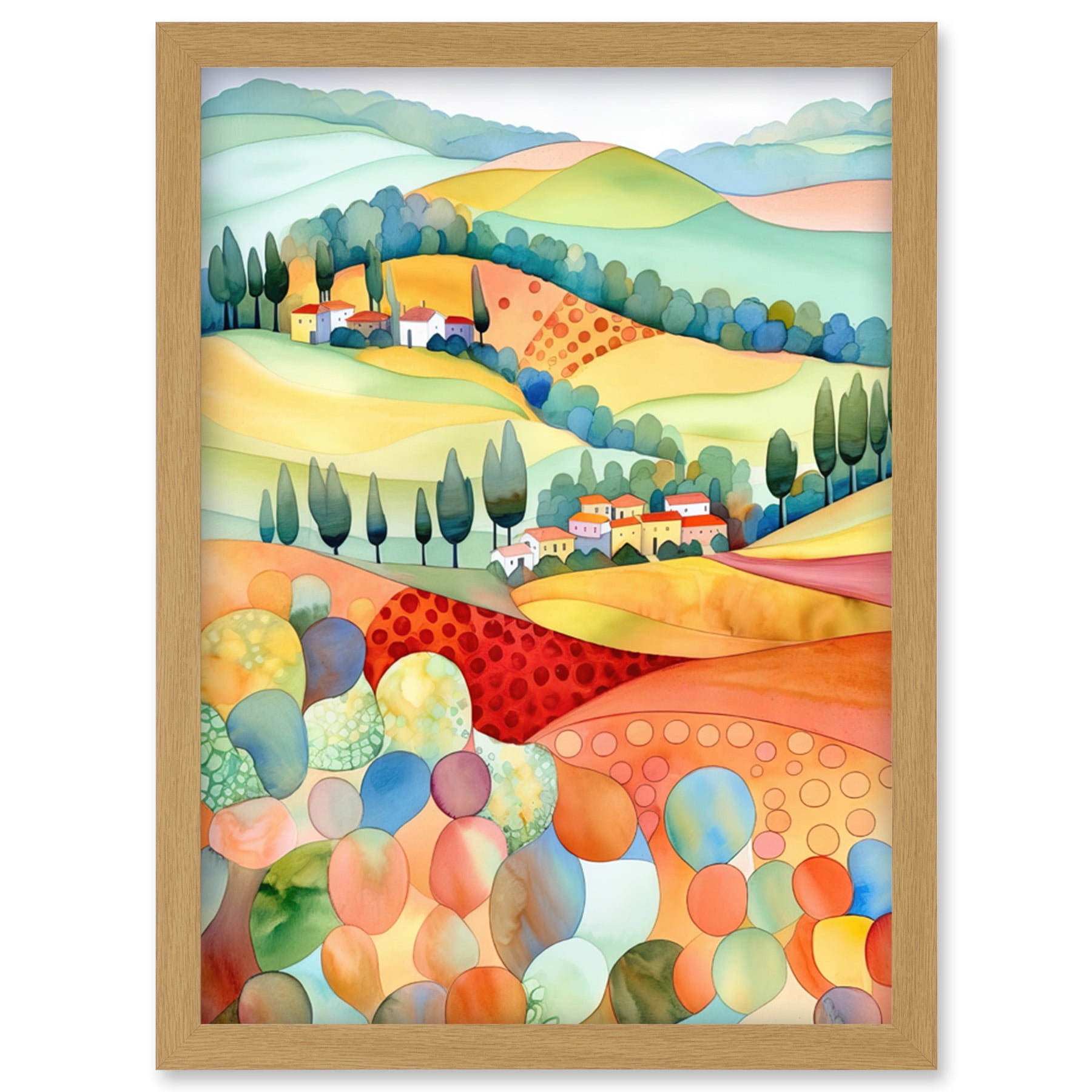 Chianti Italy Rolling Hills Folk Art Artwork Framed Wall Art Print A4 ...