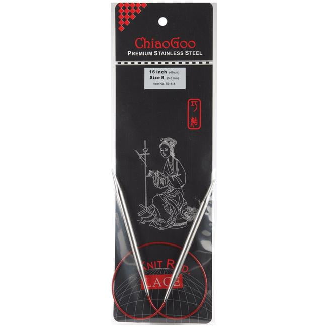 ChiaoGoo Red Lace Stainless Circular Knitting Needles 16" -Size 8/5mm ...