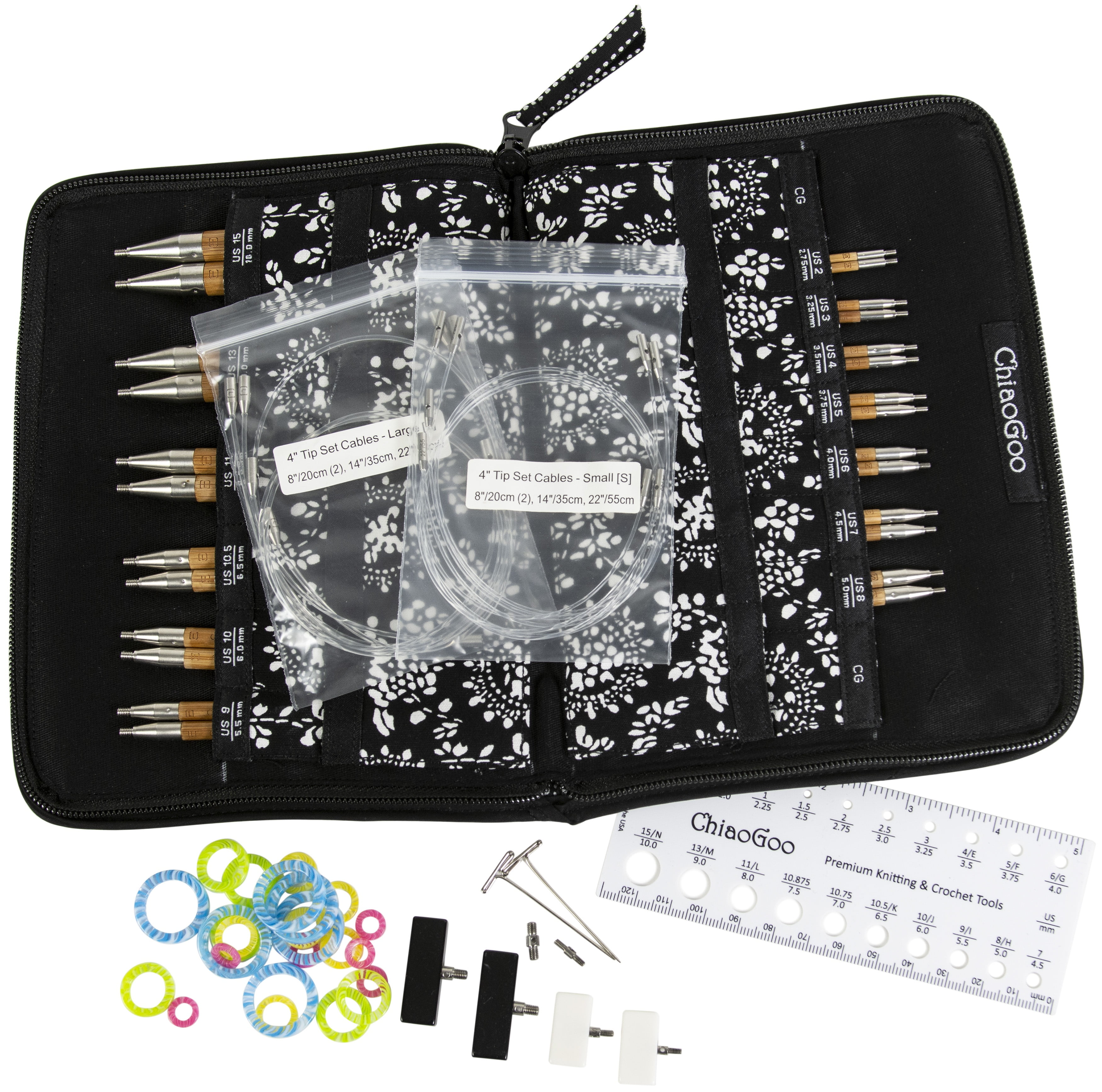 ChiaoGoo SPIN Bamboo Intchg Knitting Needle 4" Tip Set-Complete ...