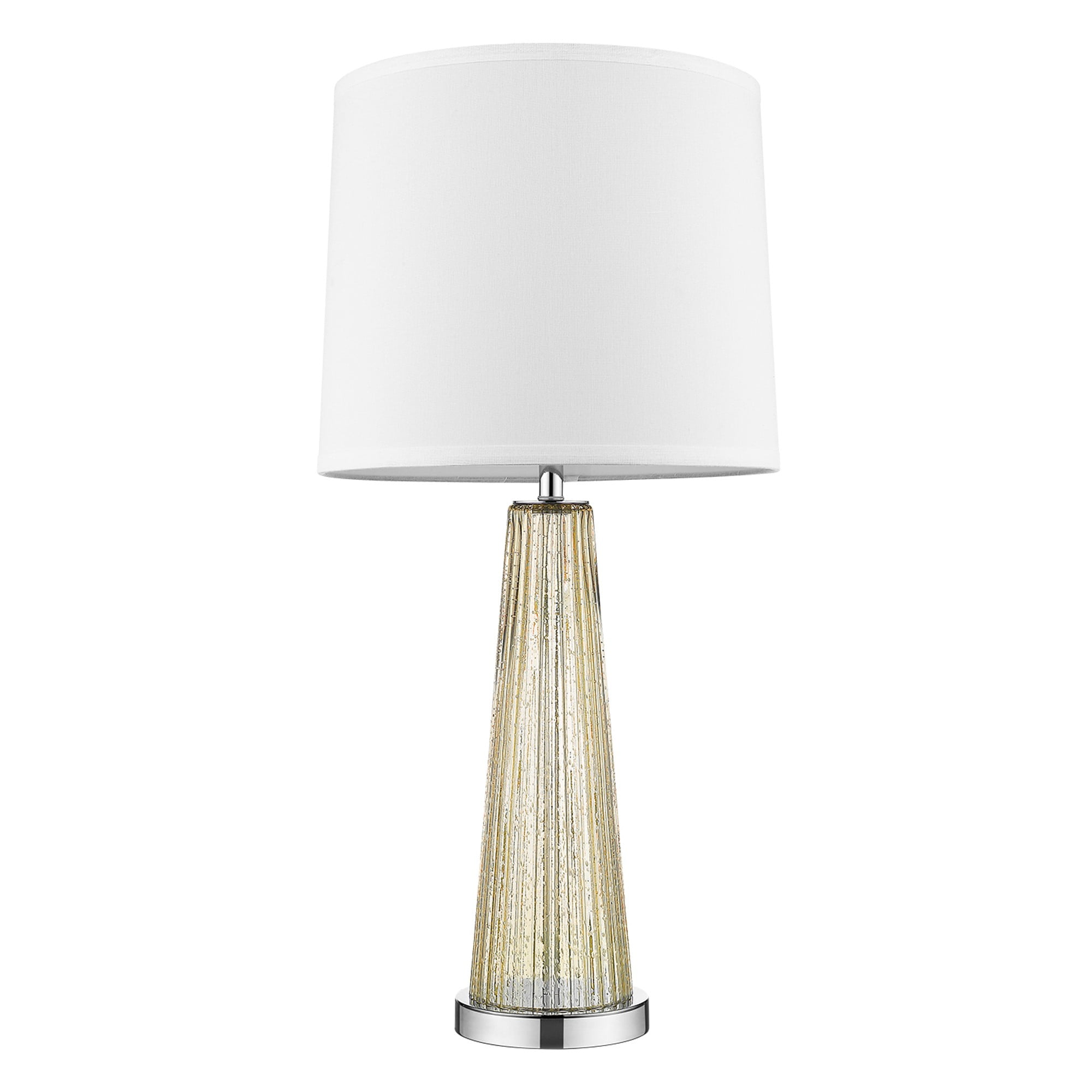 Chiara 1-Light Champagne Glass And Polished Chrome Table Lamp With Off ...