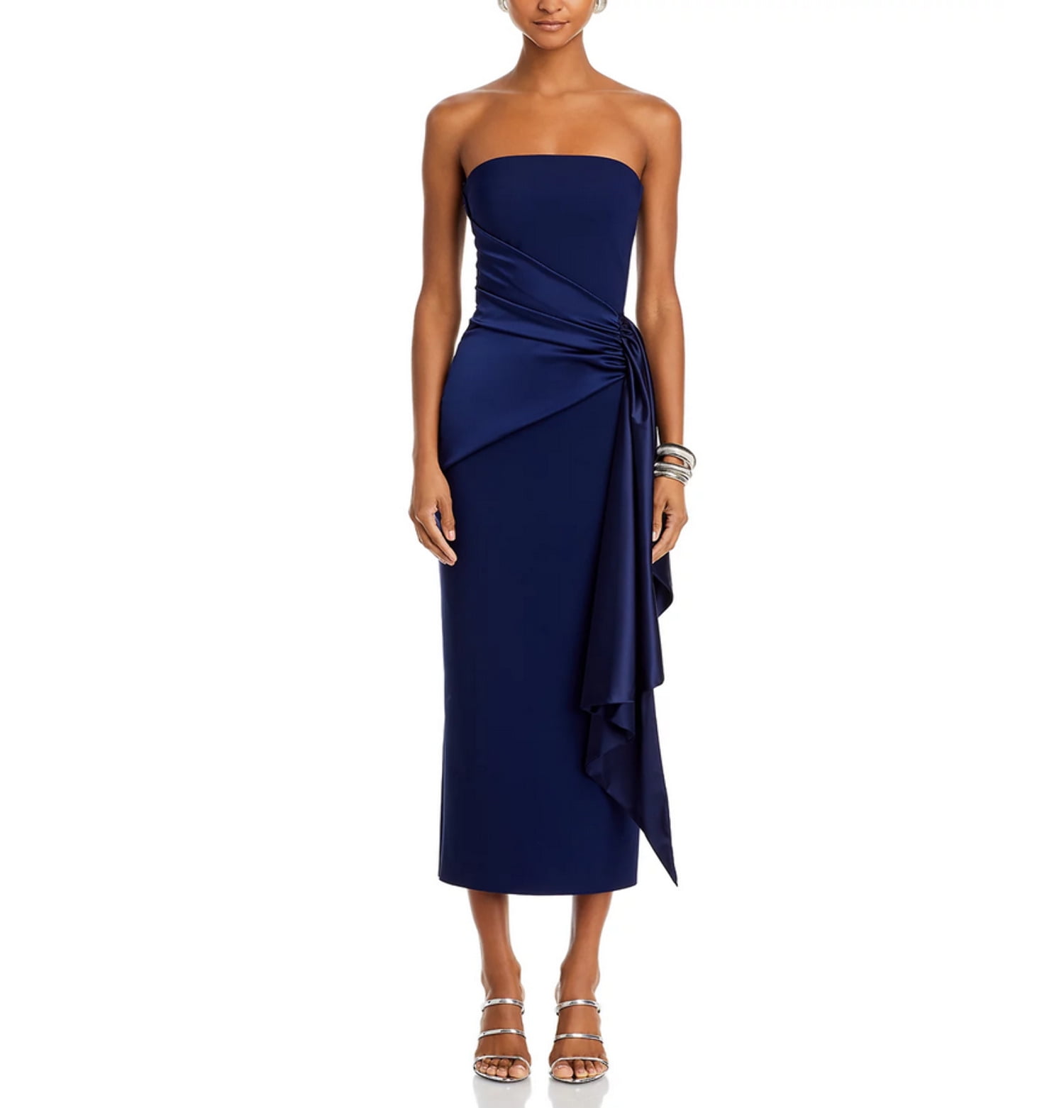 Chiara Boni La Petite Robe Airi Side Twist Strapless Midi Dress - Walmart.com