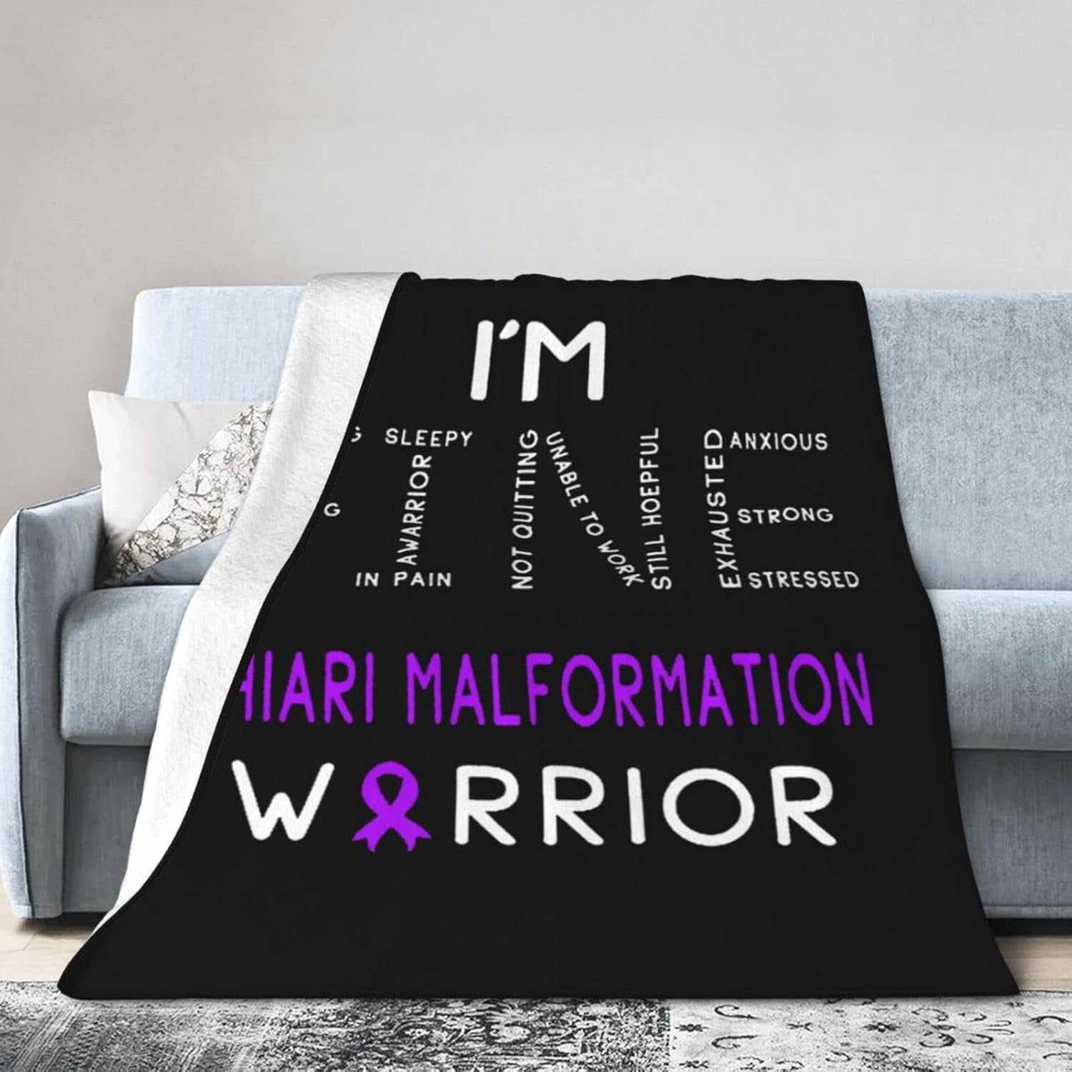Chiari Malformation Warrior I'm Fine Soft Micro Fleece Blanket Anti ...
