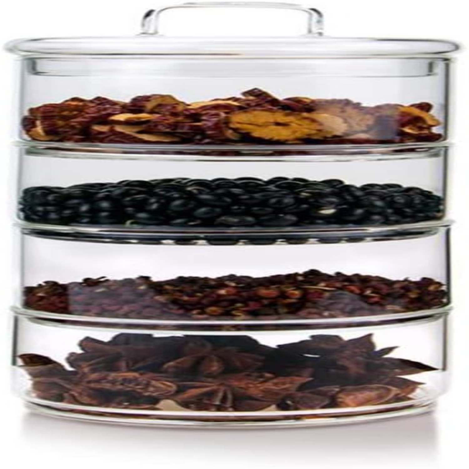 Chiatai Glass Jars with Glass Lids Multi-Tier Stackable Containers ...