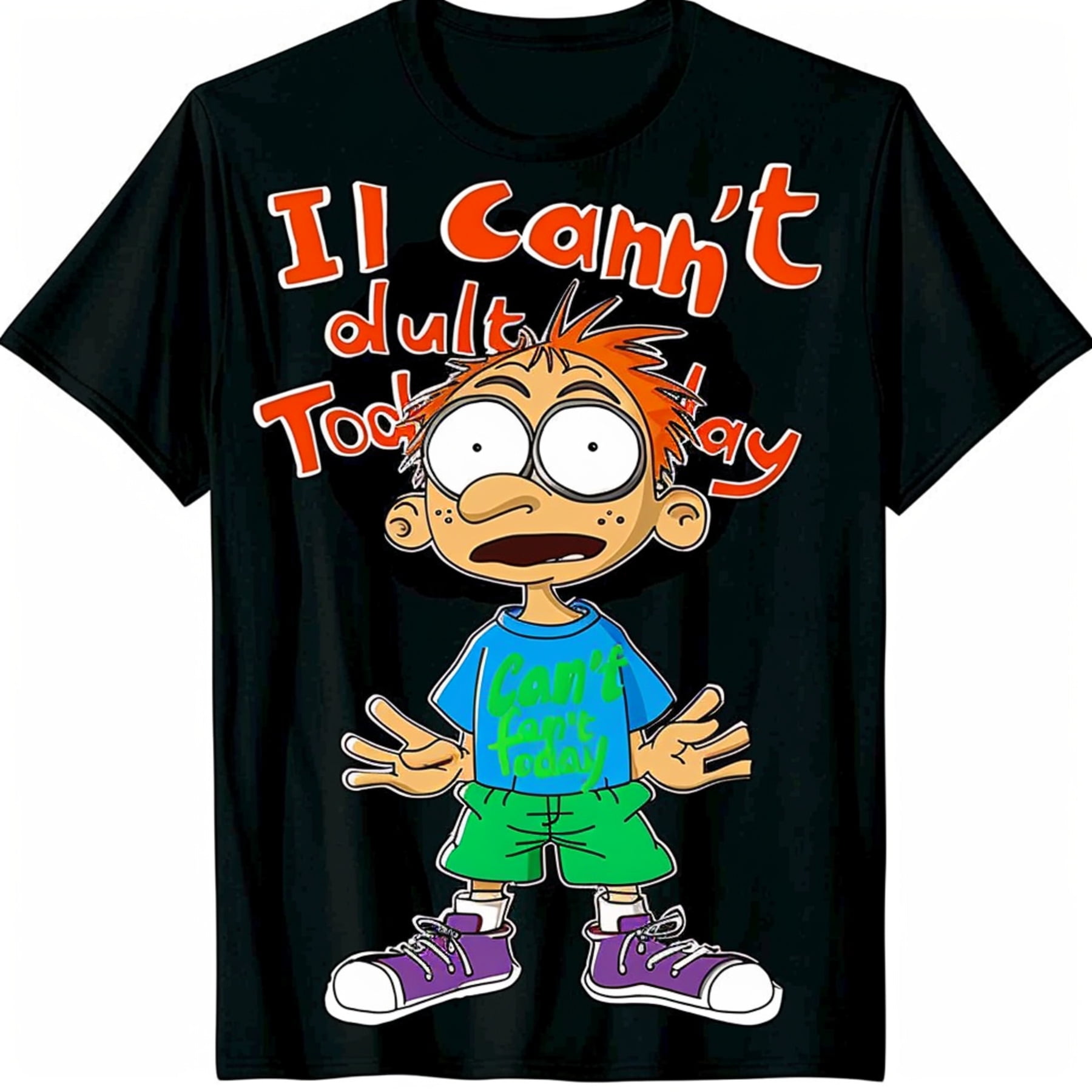 Chibi Anime Character Black T Shirt Fun & Quirky Manga Style Tee for a ...