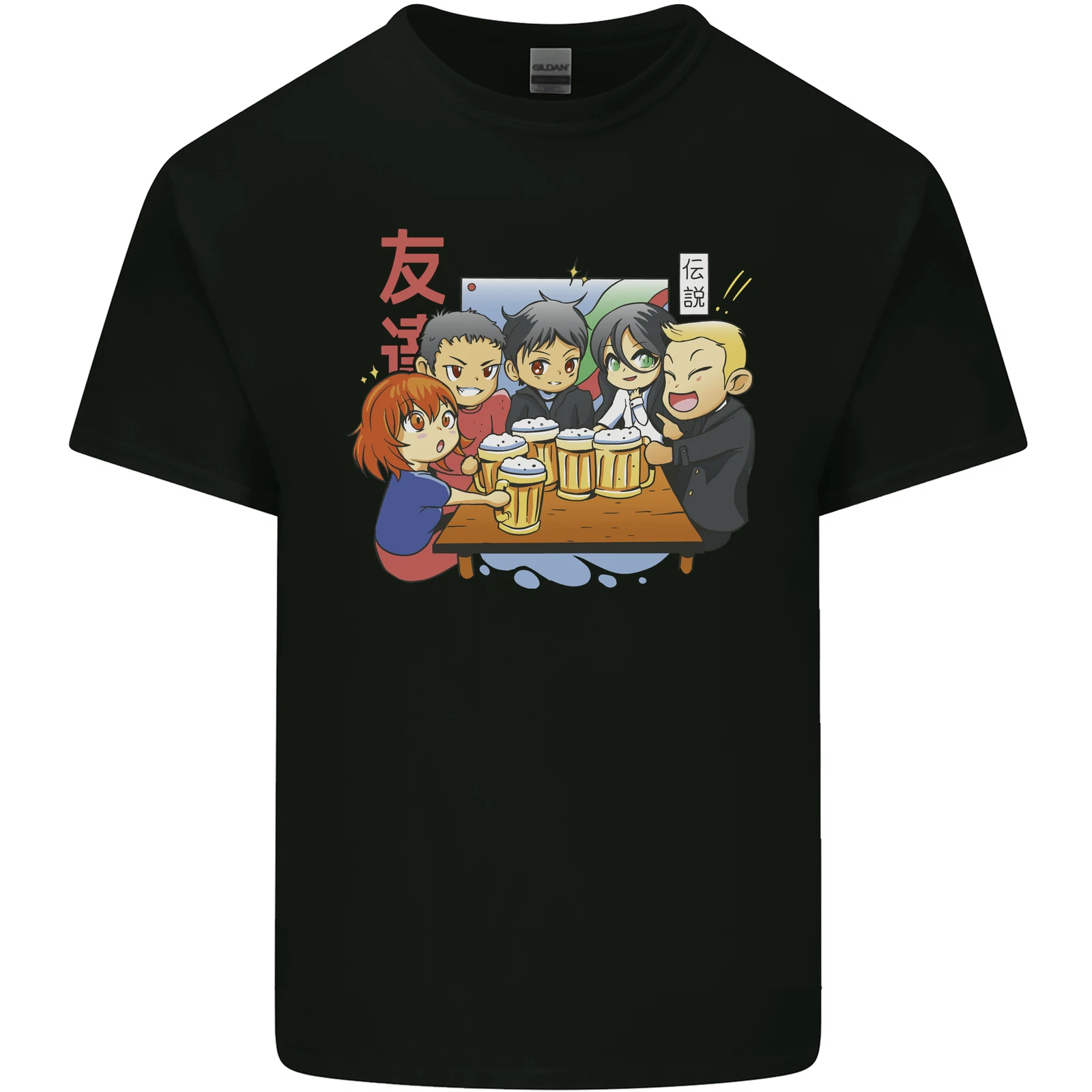 Chibi Anime Friends Drinking Beer with a Japanese and Manga and H9626 ...