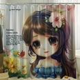 Chibi Anime Girl Shower Curtain Cute Cartoon Style with Pastel Colors ...