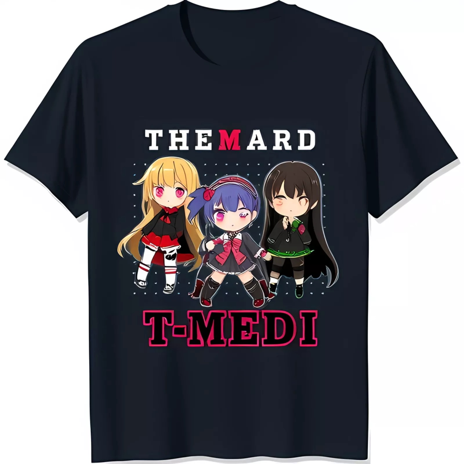 Chibi Anime Graphic Tee Stylish Black T-Shirt with Unique Design ...