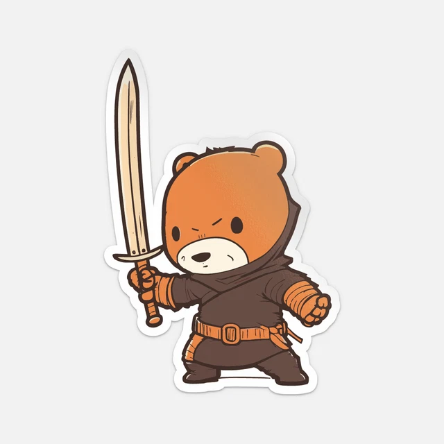 Chibi Bear Fighter Kawaii Sticker Phone Decal Water Bottle Stickers Car ...