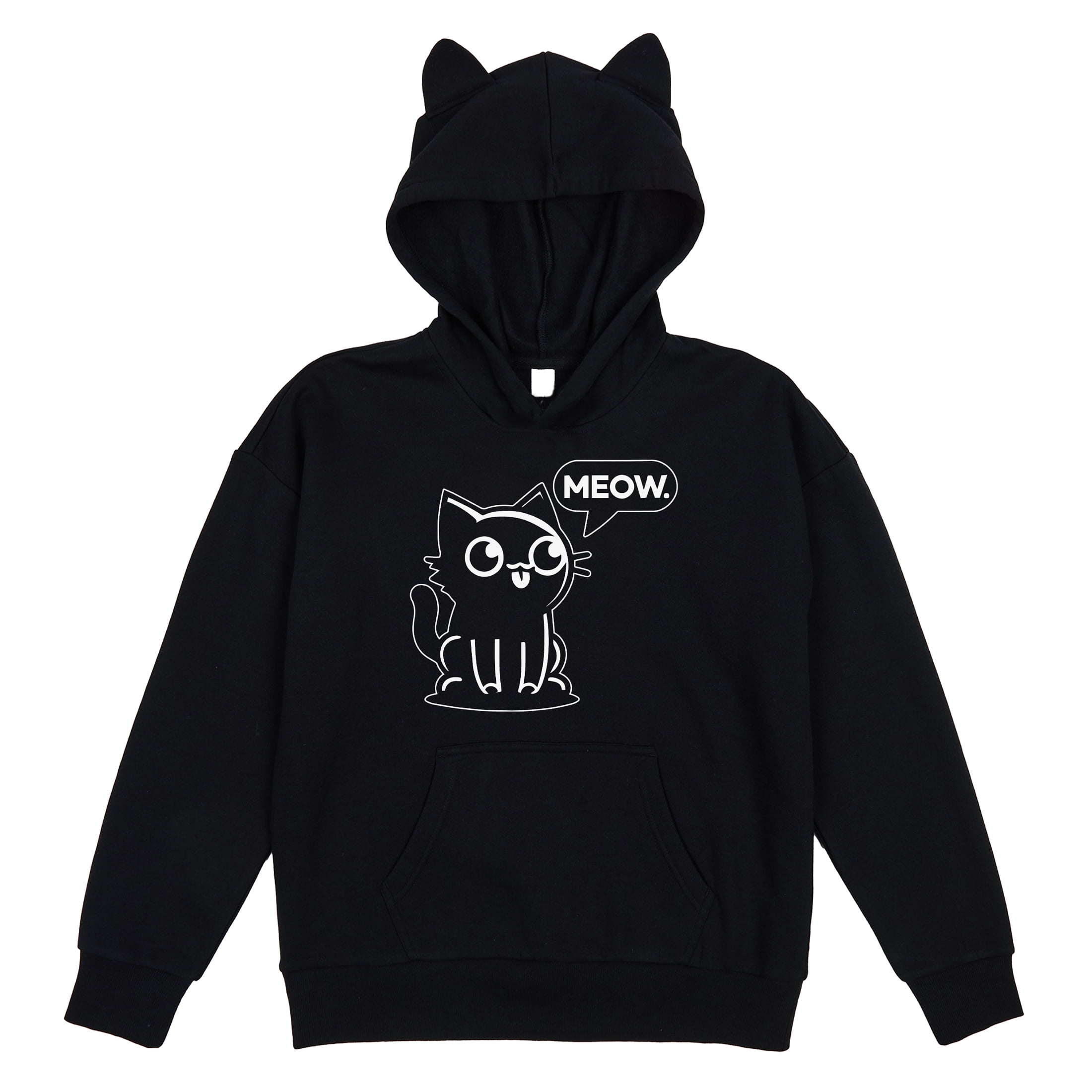 Chibi Cat Youth Girl's Black Long Sleeve Cosplay Hoodie With 3D Ears-XS - Walmart.com